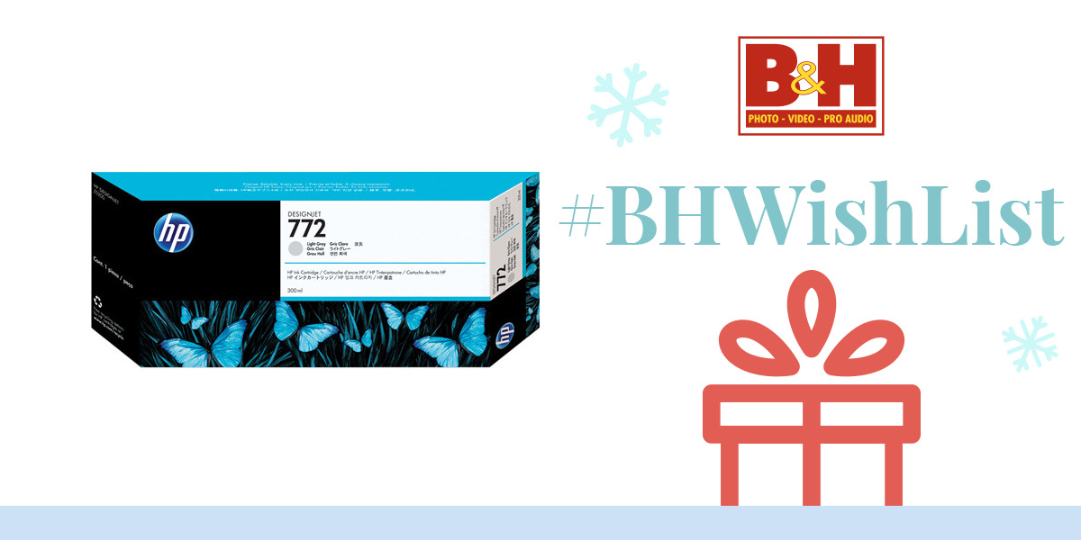 HP 772 300-ml Light Gray Designjet Ink Cartridge CN634A B&H