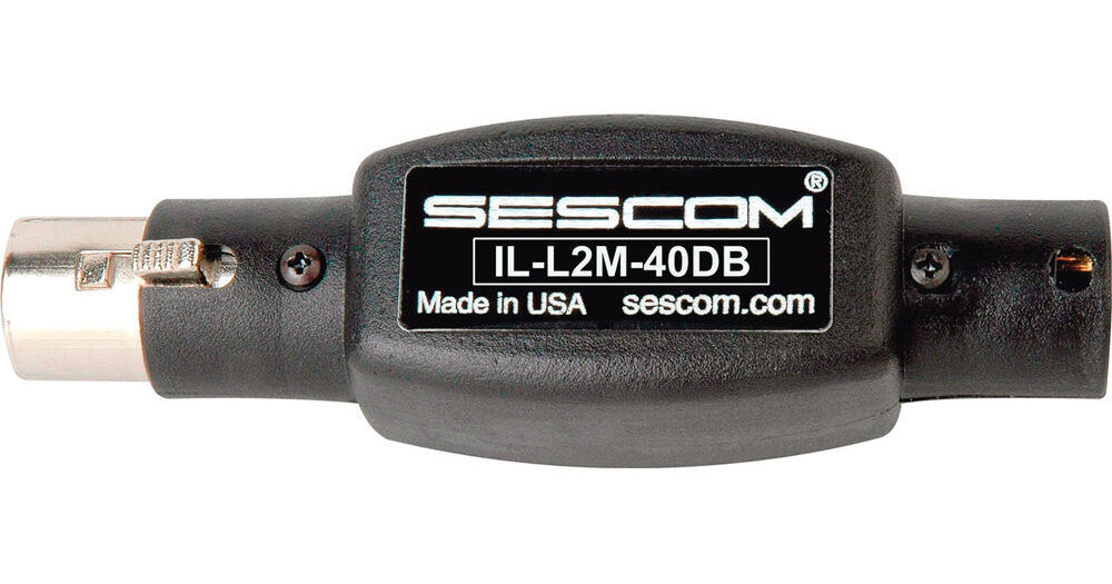 Sescom IL-L2M-40DB 40dB Inline Audio Pad with Hot IL-L2M-40DB