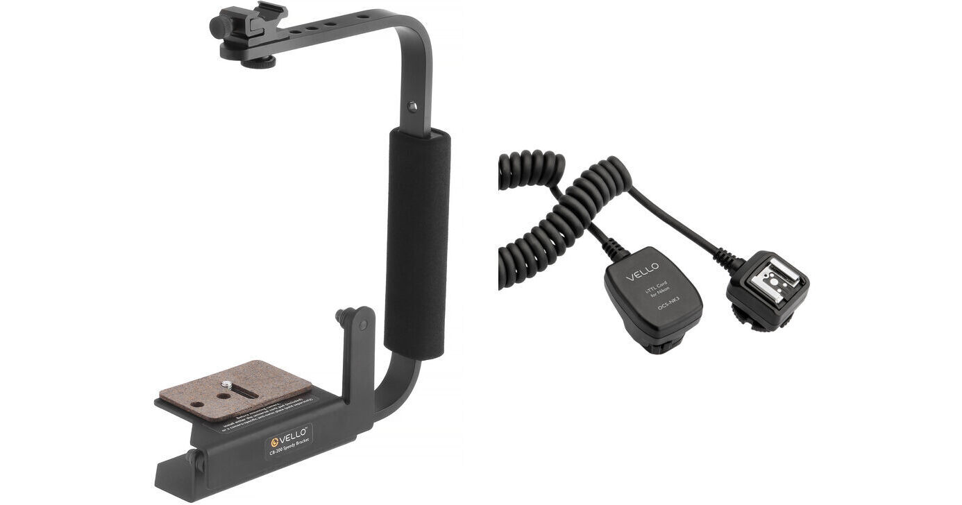Vello Speedy Camera Rotating Flash Bracket & 3' TTL CB-200-KN