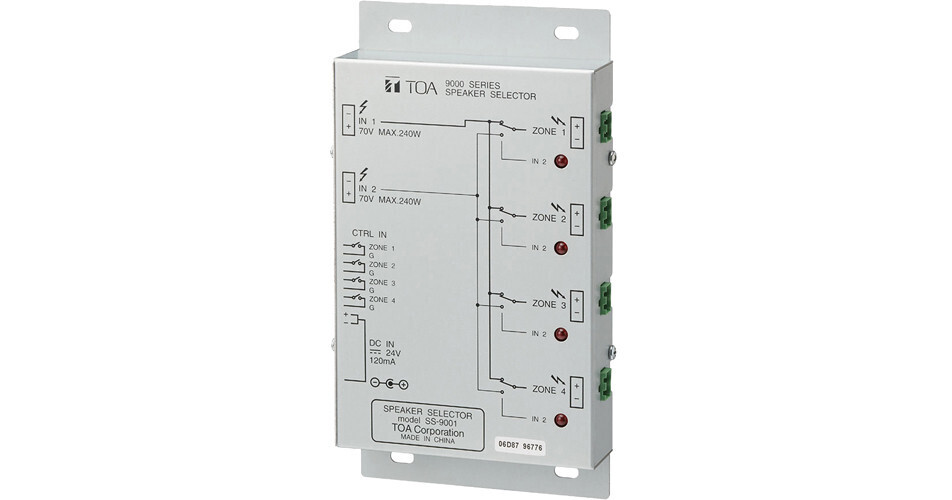Toa Electronics SS-9001PS 4-Zone Speaker Selector SS-9001PS B&H