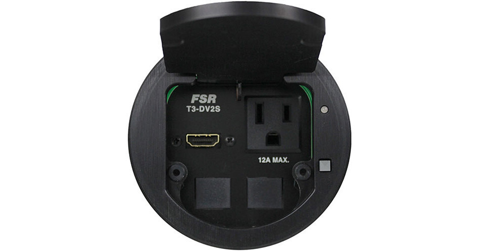 FSR T3-DV2S-1B 3.5" HDMI Round Table Box T3-DV2S-1B-BLK B&H