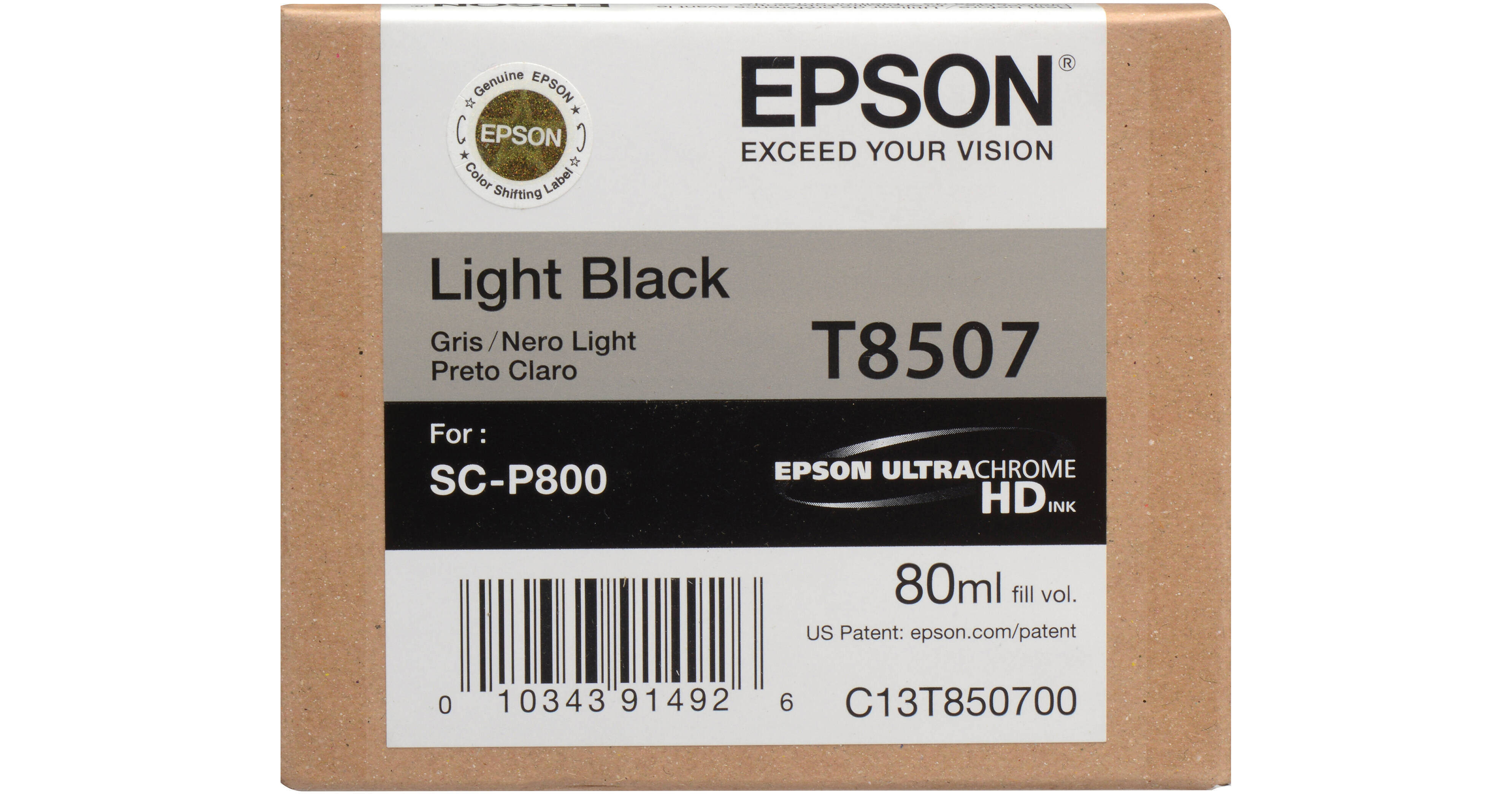 Epson T850700 UltraChrome HD Light Black Ink Cartridge T850700