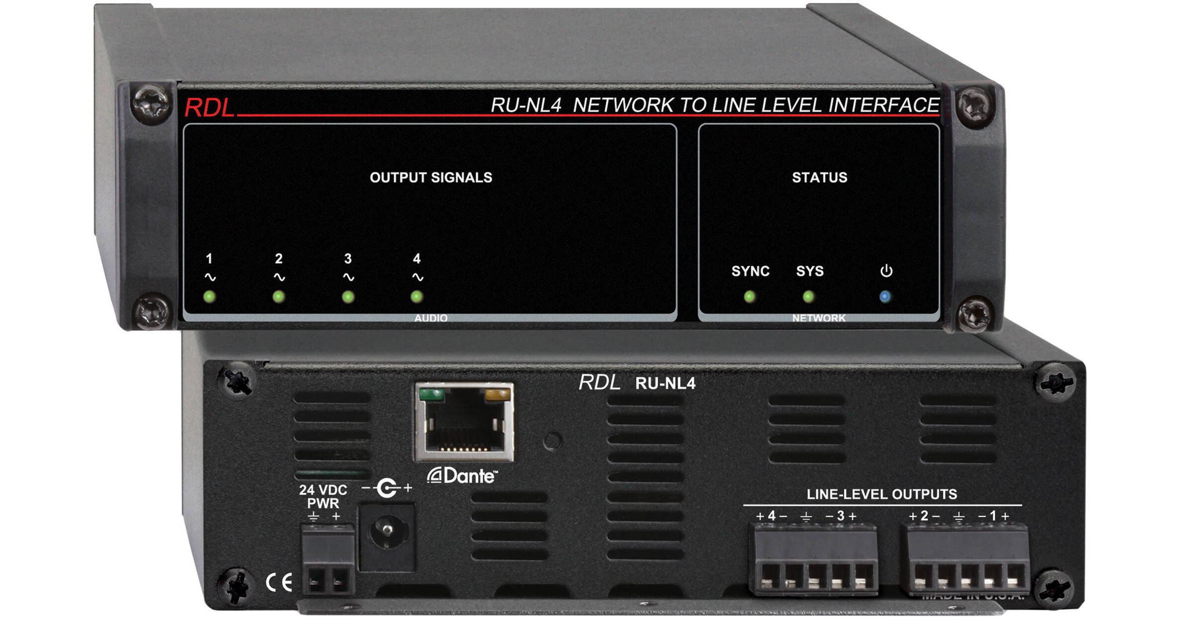 RDL RU-NL4 Network to Line-Level Interface (Four-Channel) RU-NL4