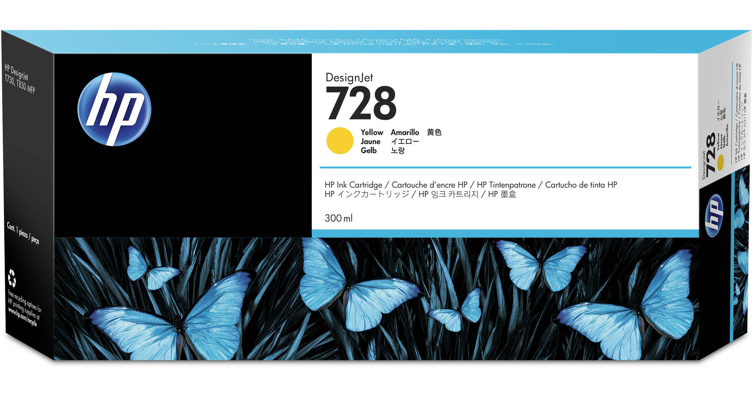 HP 728 Yellow DesignJet Ink Cartridge (300ml) F9K15A B&H Photo