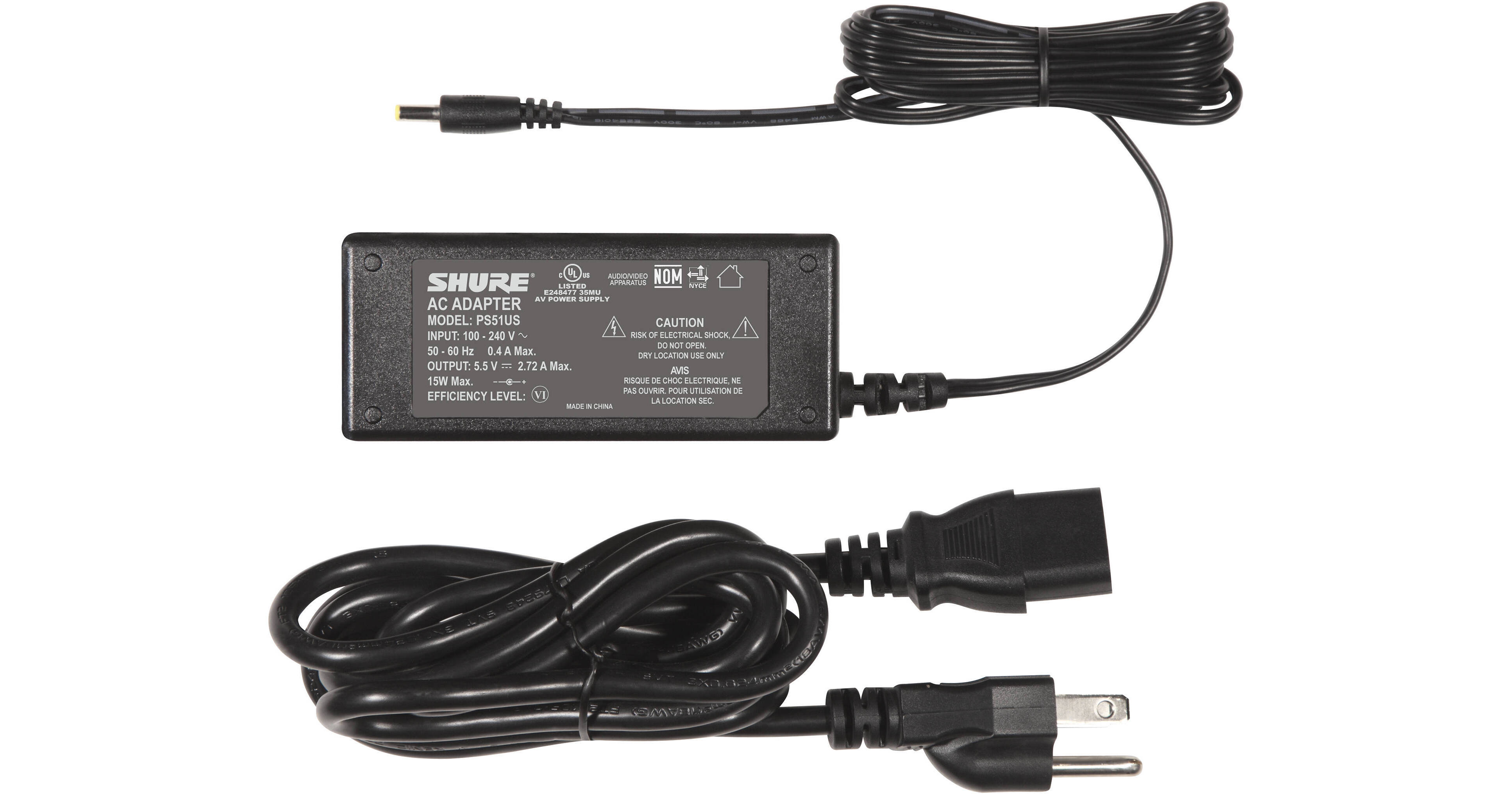 Shure 15 VDC AC Adapter for Select Chargers PS51US B&H Photo