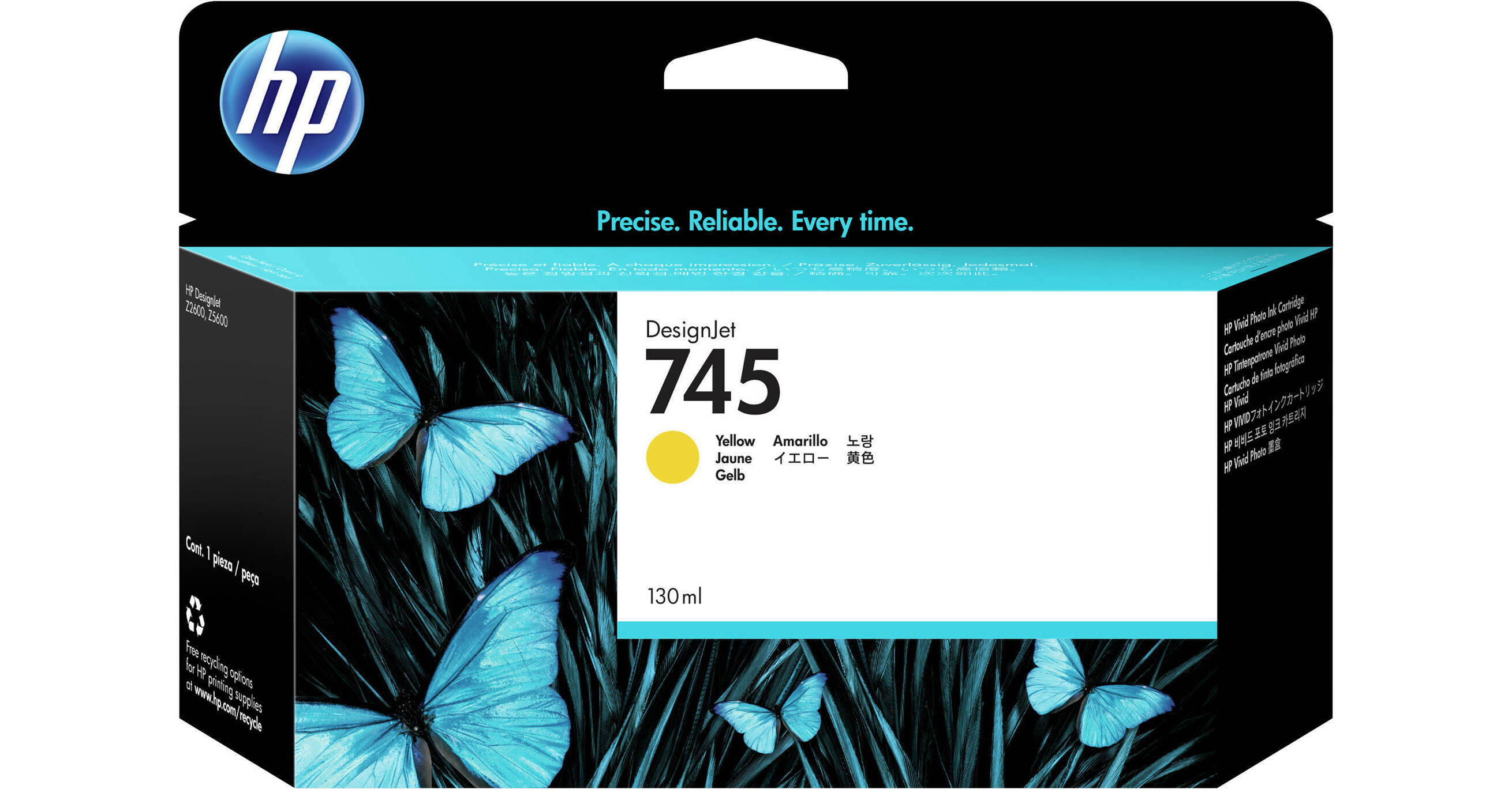 HP 745 DesignJet Yellow Ink Cartridge (130mL) F9J96A B&H Photo