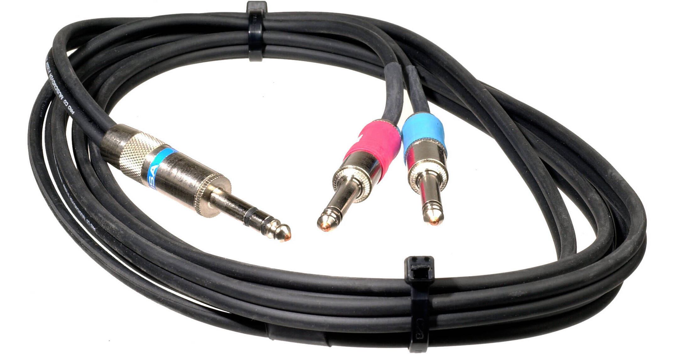 Pro Co Sound Insert Y-Cable 1/4" Male Phone TRS Stereo IPBQ2Q-10