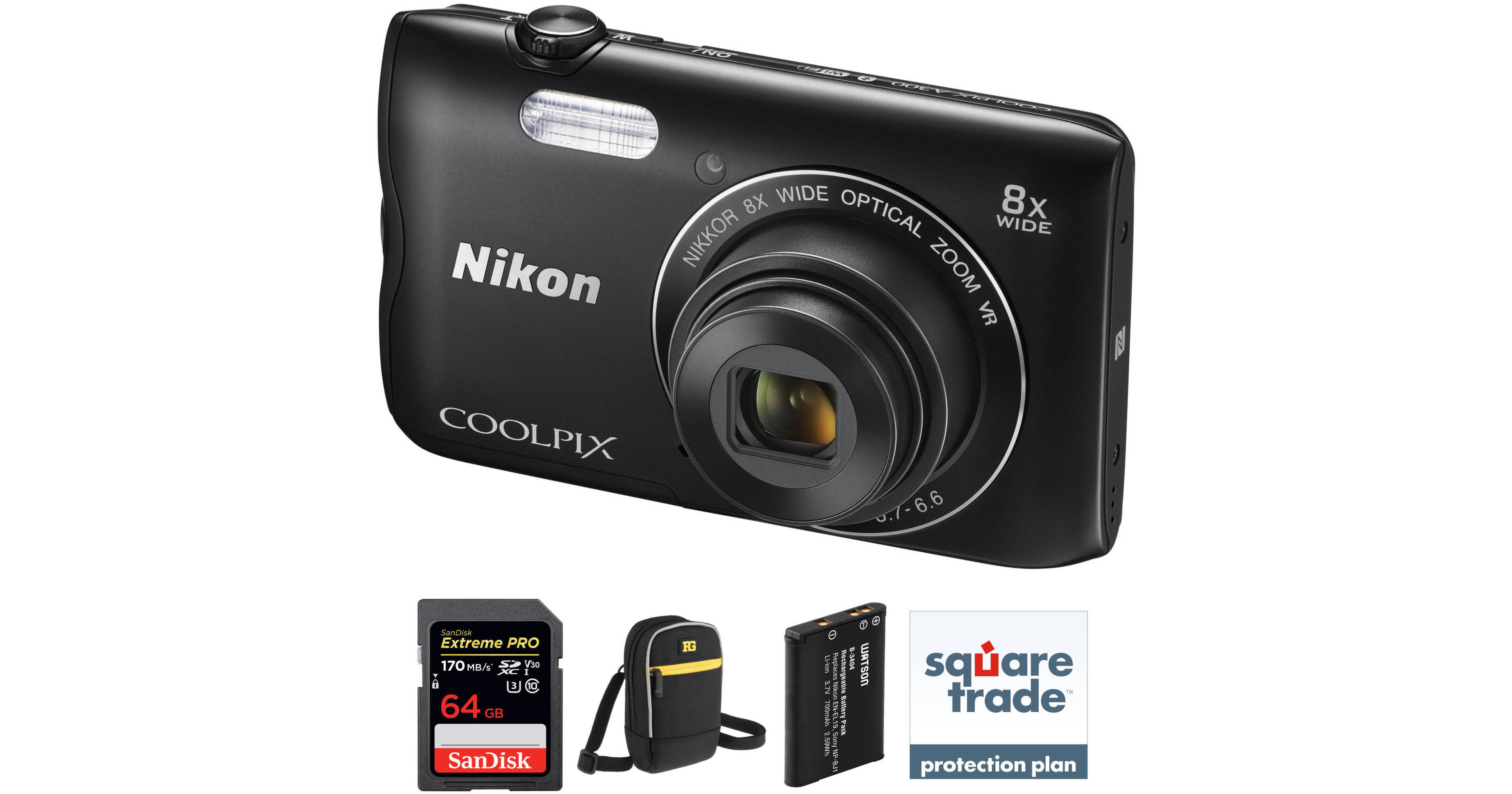 Nikon COOLPIX A300 Digital Camera Deluxe Kit (Black) B&H Photo Nikon COOLPIX A300 Digital Camera Deluxe Kit (Black) B&H Photo