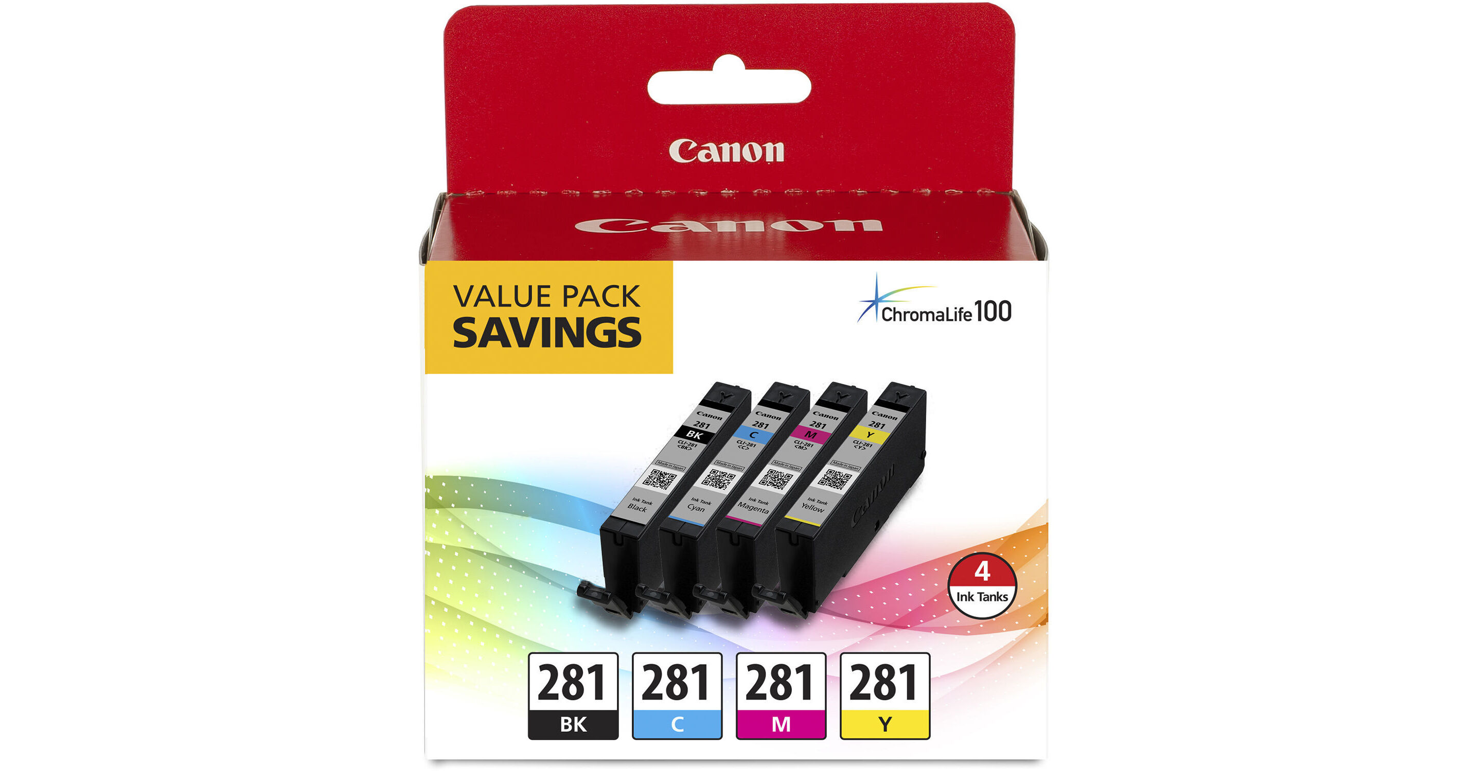 Canon CLI-281 BKCMY 4-Color Ink Tank Value Pack 2091C005 B&H