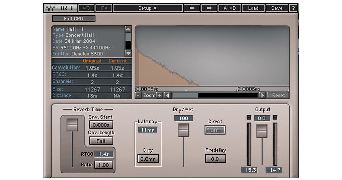 Waves IR-L Convolution Reverb - Stereo Reverb Plug-In IRLSG B&H