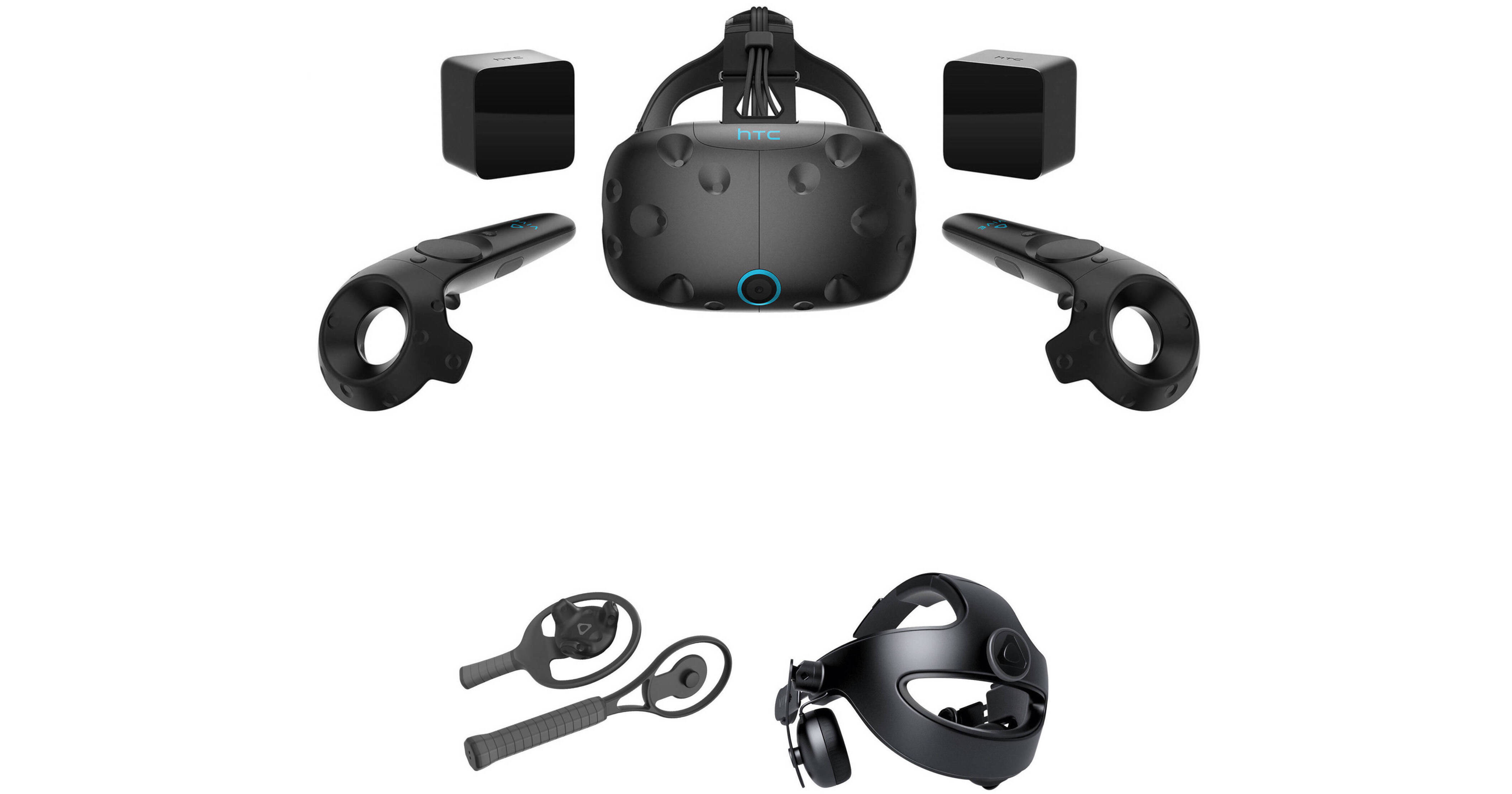 HTC Vive VR Headset Kit with Racket Sports Set and Deluxe Audio