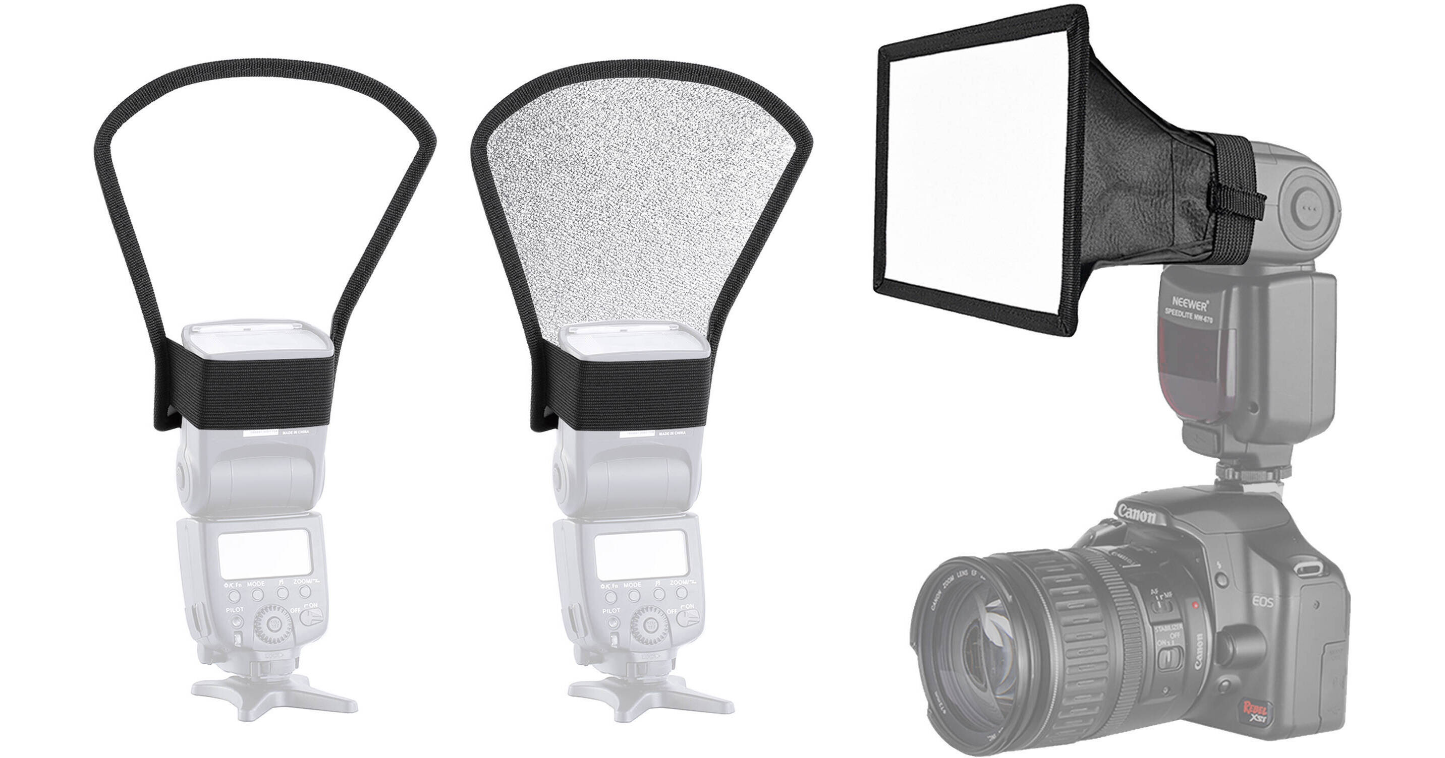 Neewer 6 x 5" Softbox and Silver/White Reflectors Flash 66600522