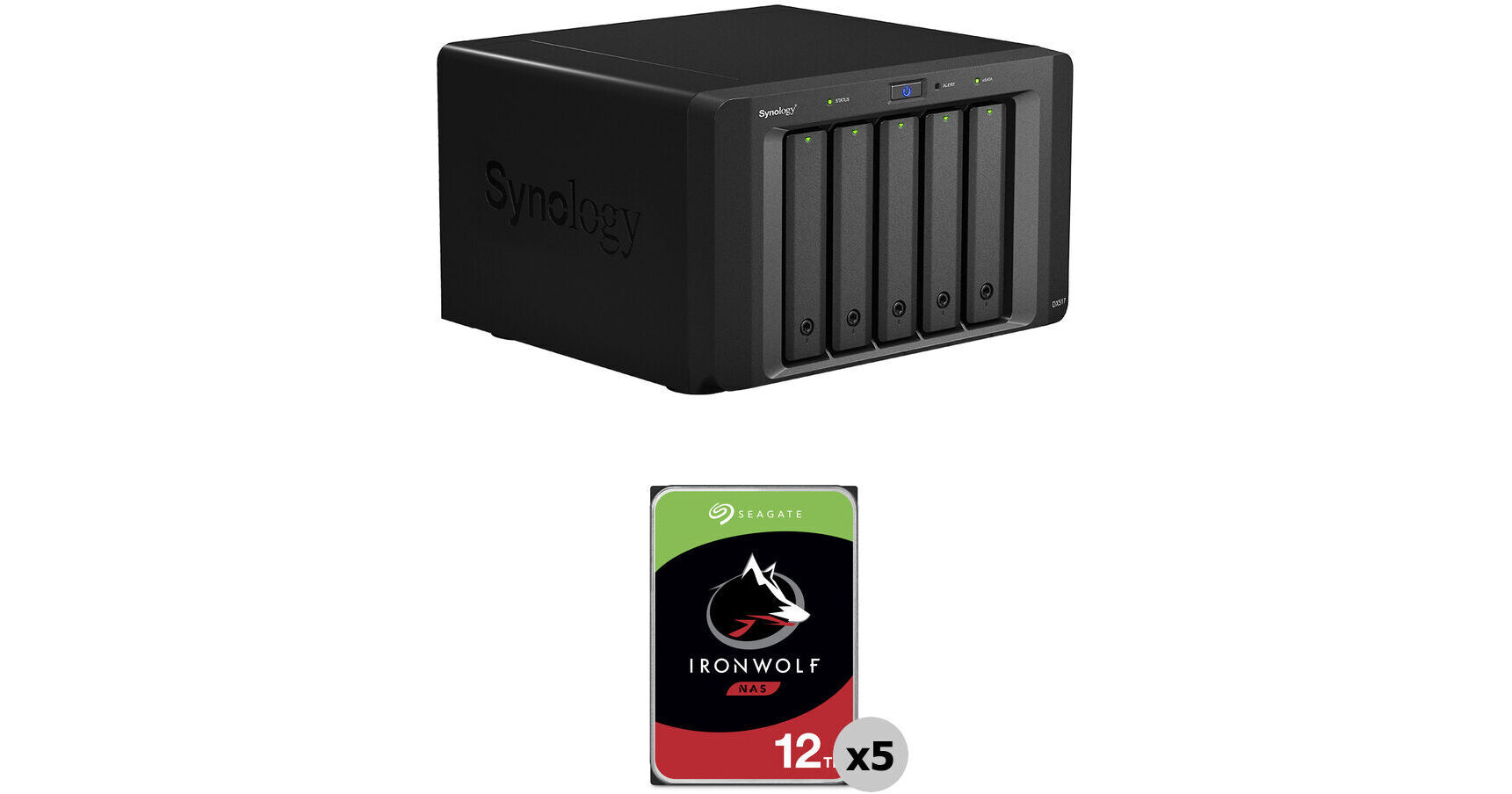 Synology 60TB DX517 5-Bay Expansion Enclosure Kit with Seagate