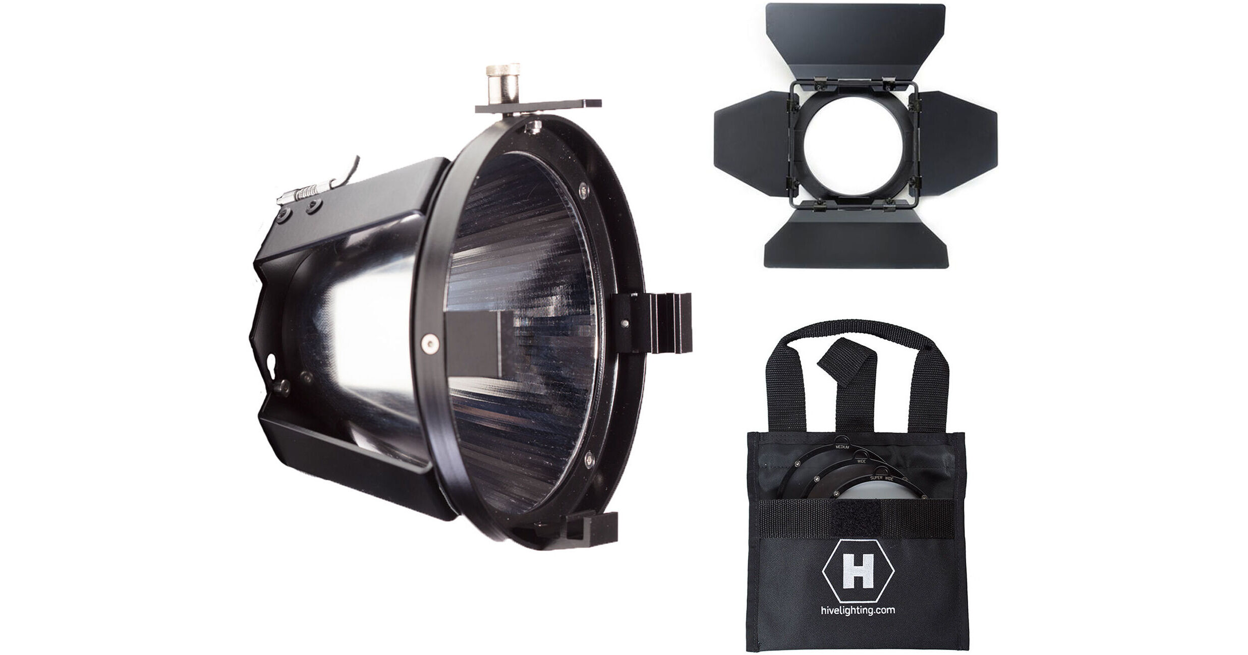 HIVE LIGHTING PAR Reflector, Barndoors, 3-Lens Set HIVE-C-PRKH