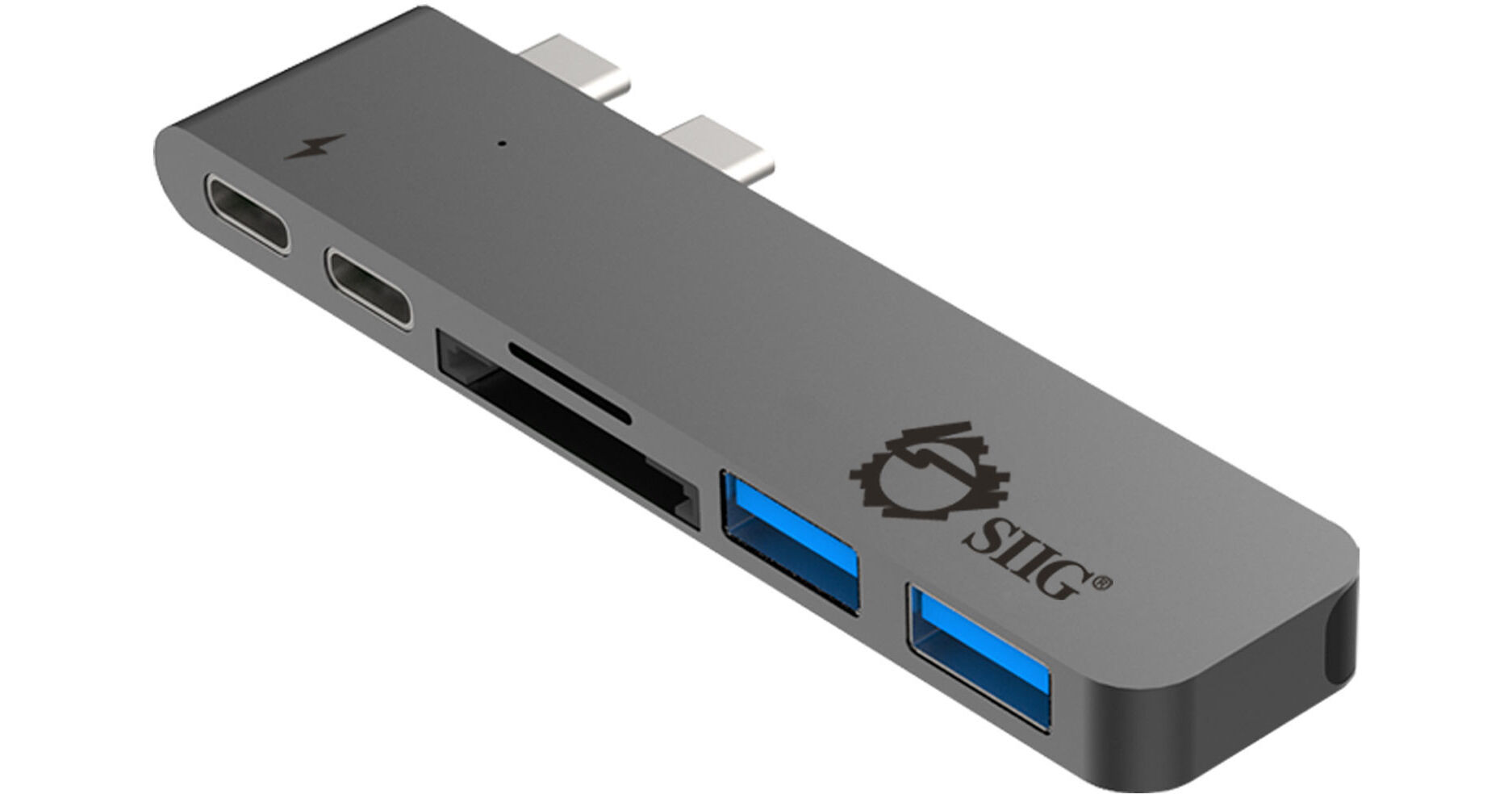 SIIG Dual USB Type-C Hub with Card Reader and Power JU-TB0312-S1