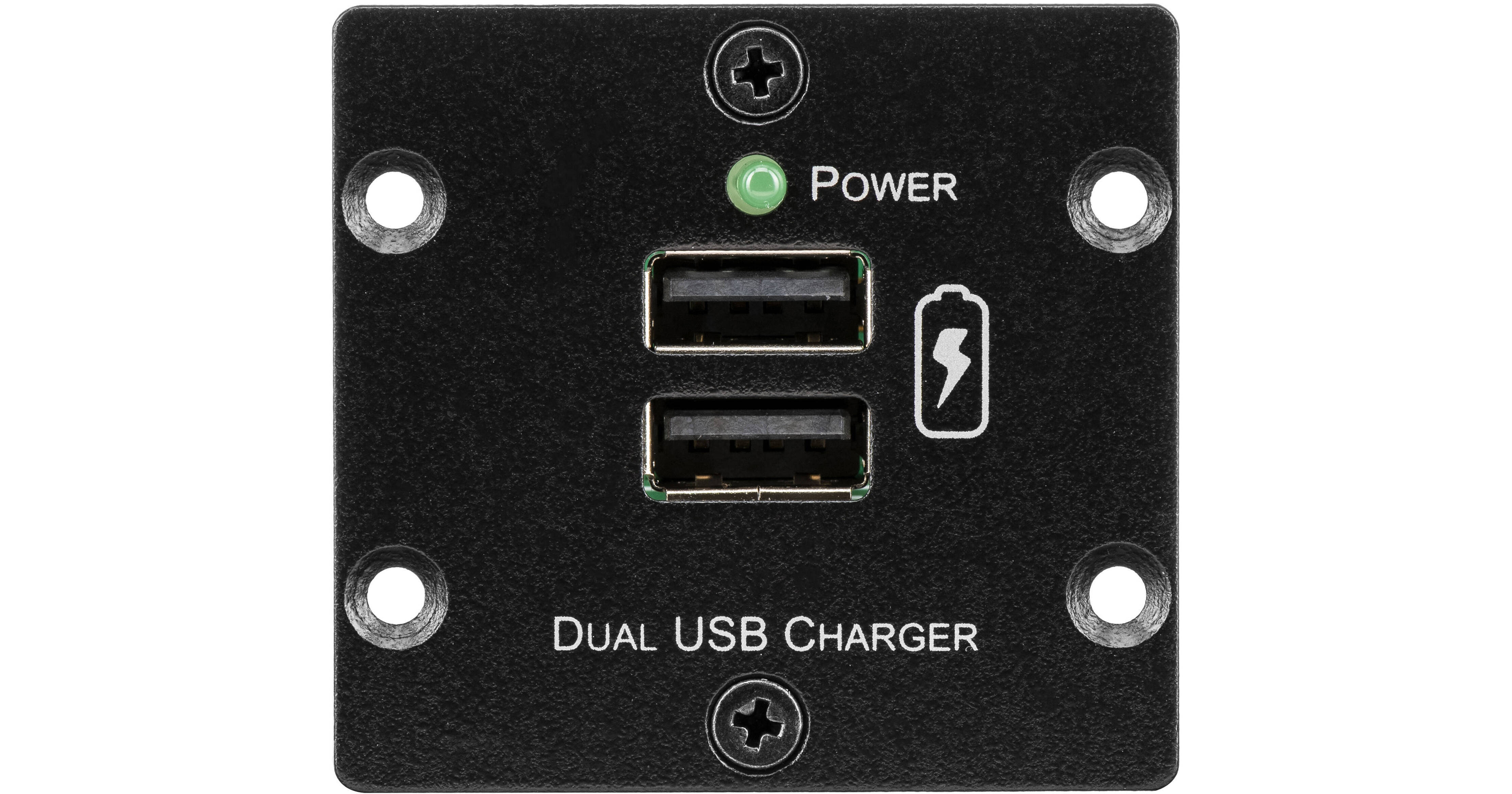 Kramer Dual-Port USB Charger Wall Plate Insert (Black) W-2UC(B)