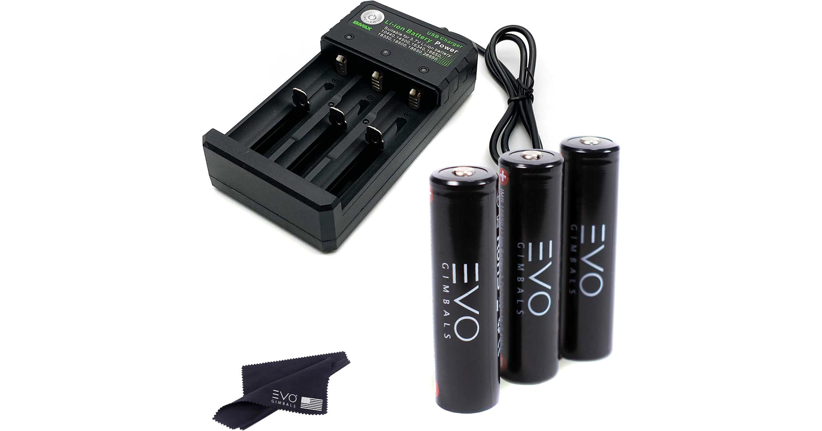 EVO Gimbals IMR 18650MP Li-Ion Batteries with Charger EVO-50682