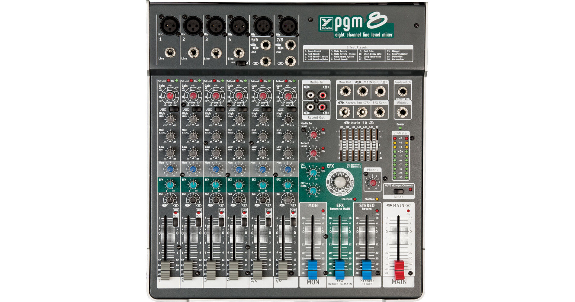 Yorkville Sound PGM8 Compact 8-Channel Live Sound Mixer PGM8 B&H