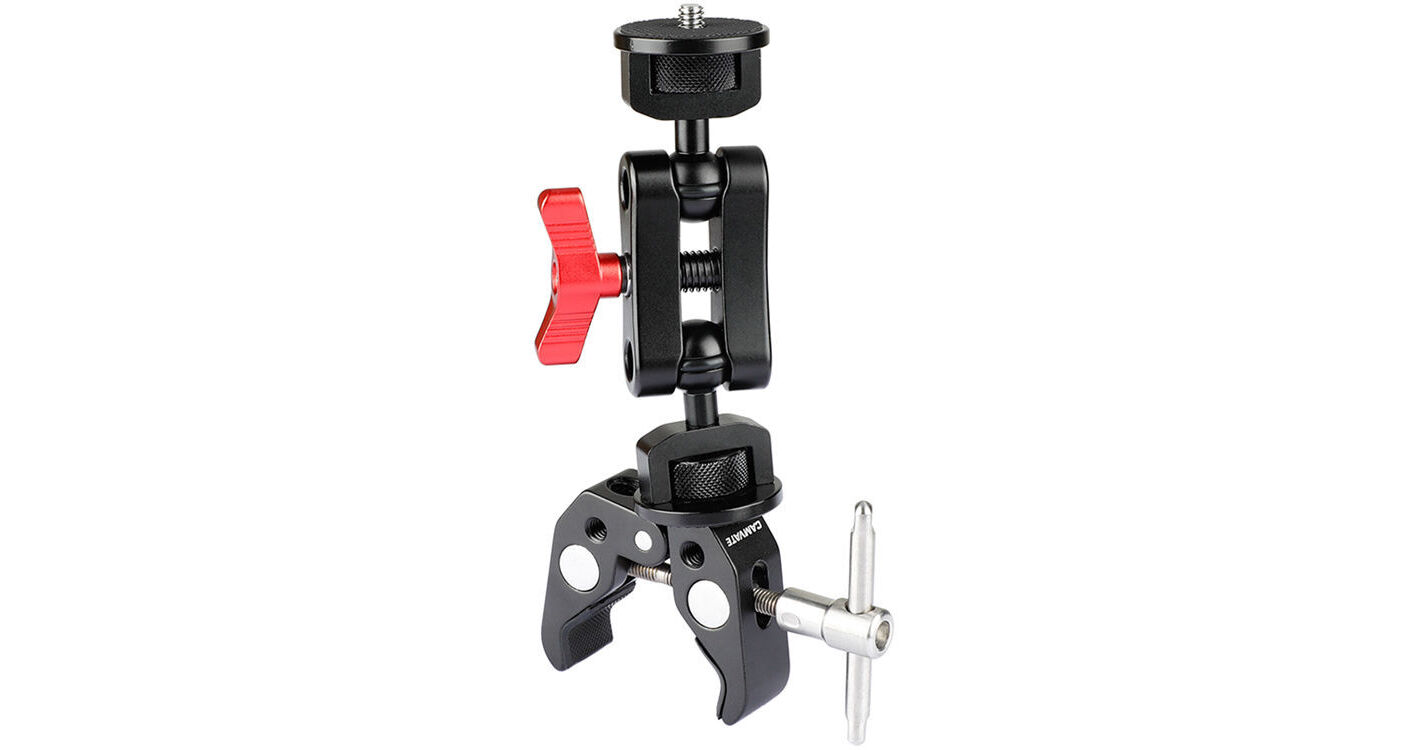 CAMVATE Super Clamp & Arm with Dual 1/4"-20 Knob Ball Heads