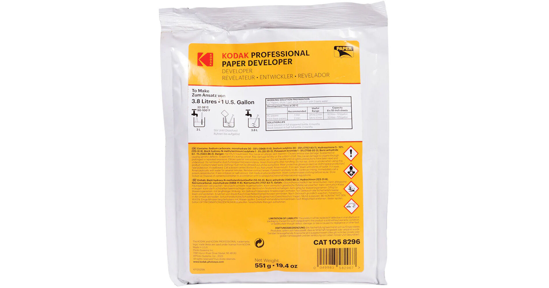 Kodak Professional DEKTOL Paper Developer (To Make 1 gal)