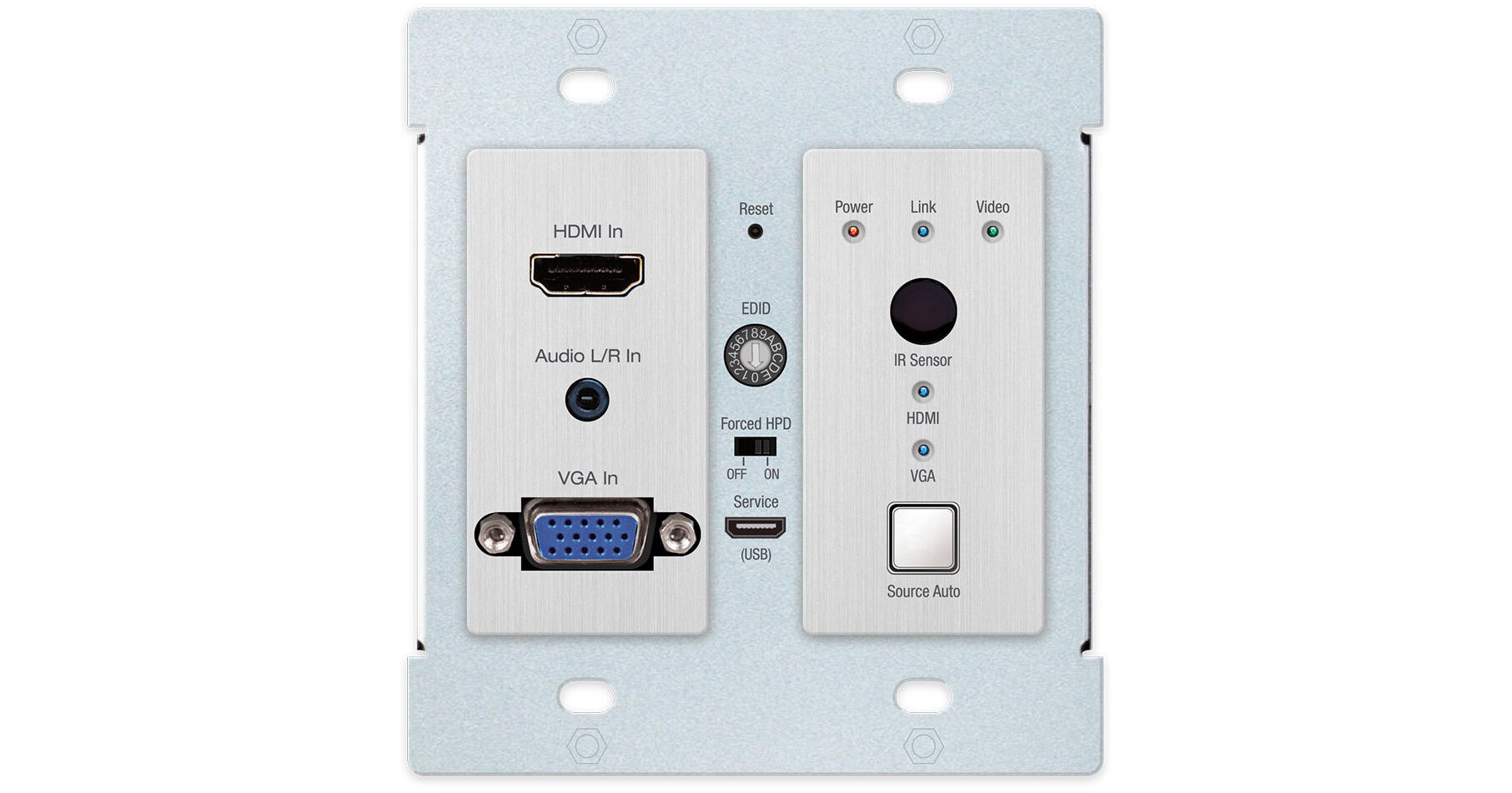 Key Digital 2x1 4K HDBaseT PoH Wall Plate Switcher KD-X2X1WVTX