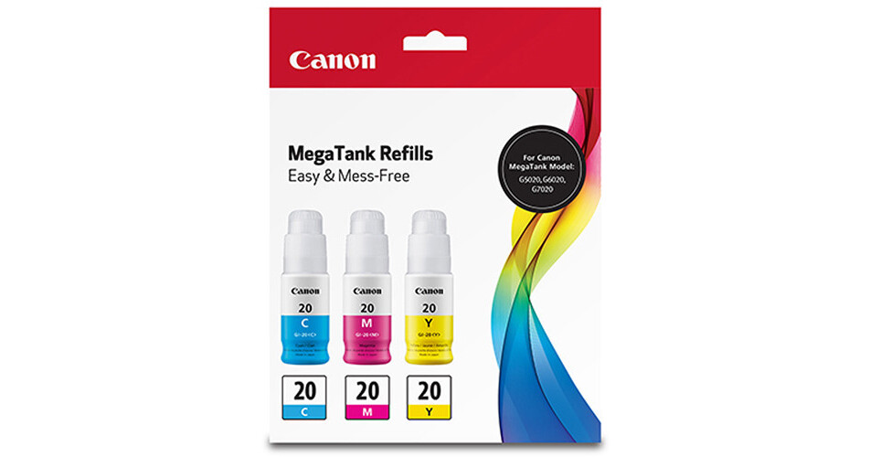 Canon GI-20 Ink Bottle Value Pack (Cyan, Magenta, Yellow)