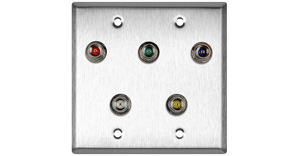 My Custom Shop 5-BNC 2-Gang Wall Plate (Stainless Steel)