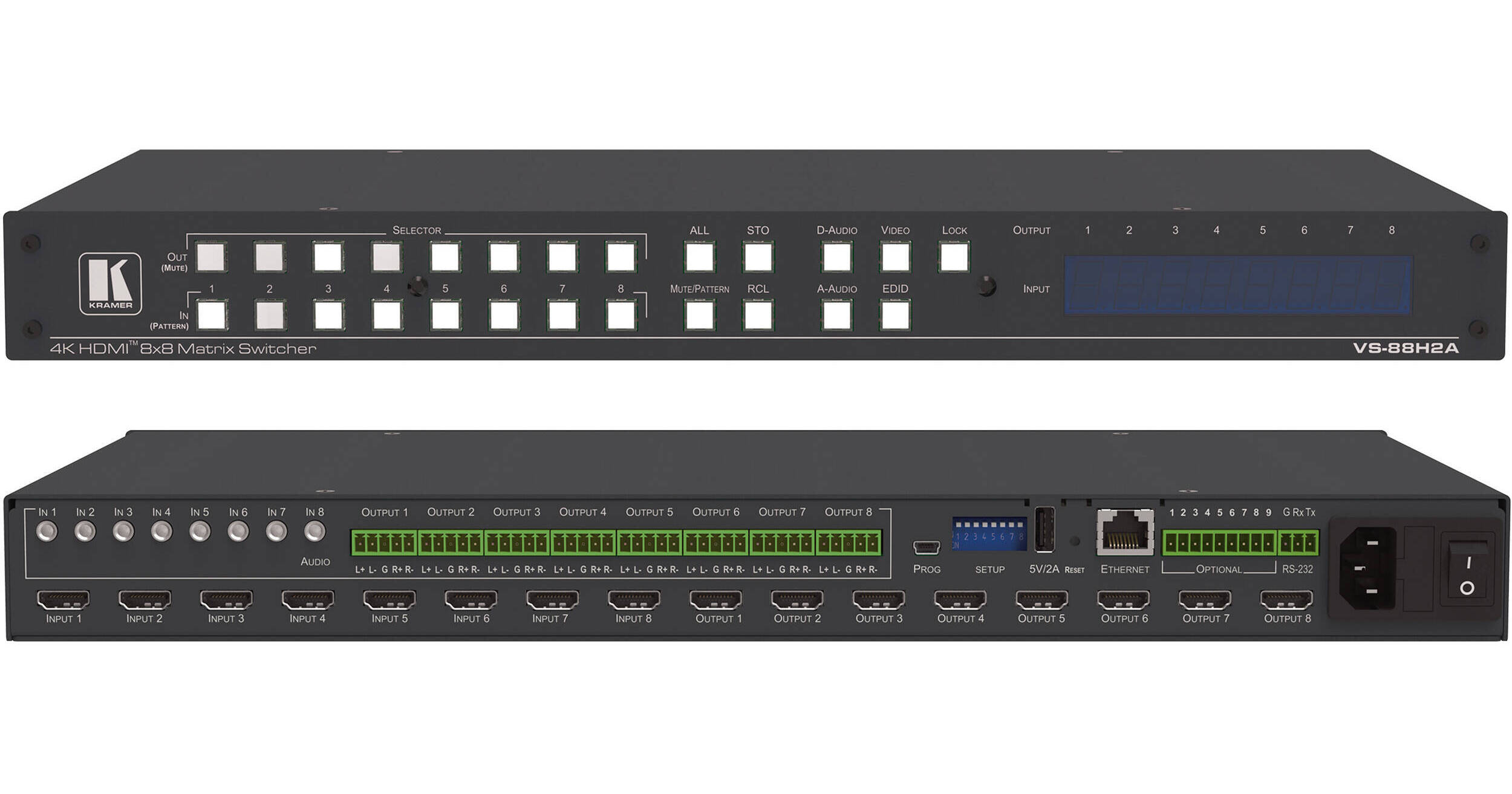 Kramer 8x8 4K HDR HDCP 2.2 Matrix Switcher with Analog