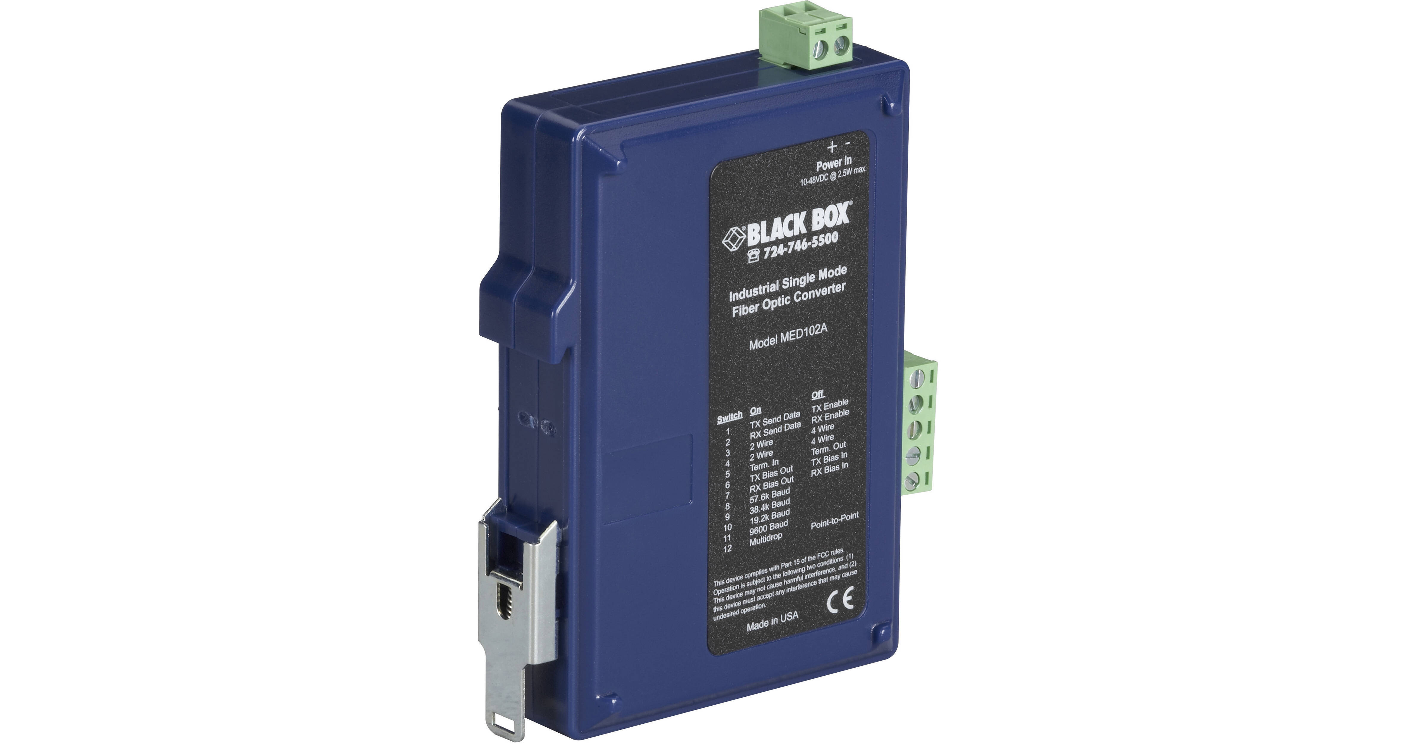 Black Box Async RS232/RS422/RS485 Extender - Fiber, MED102A B&H