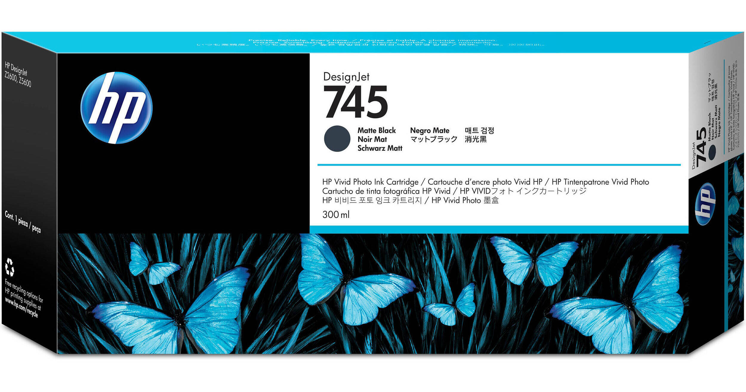 HP 745 DesignJet High-Capacity Matte Black Ink Cartridge F9K05A