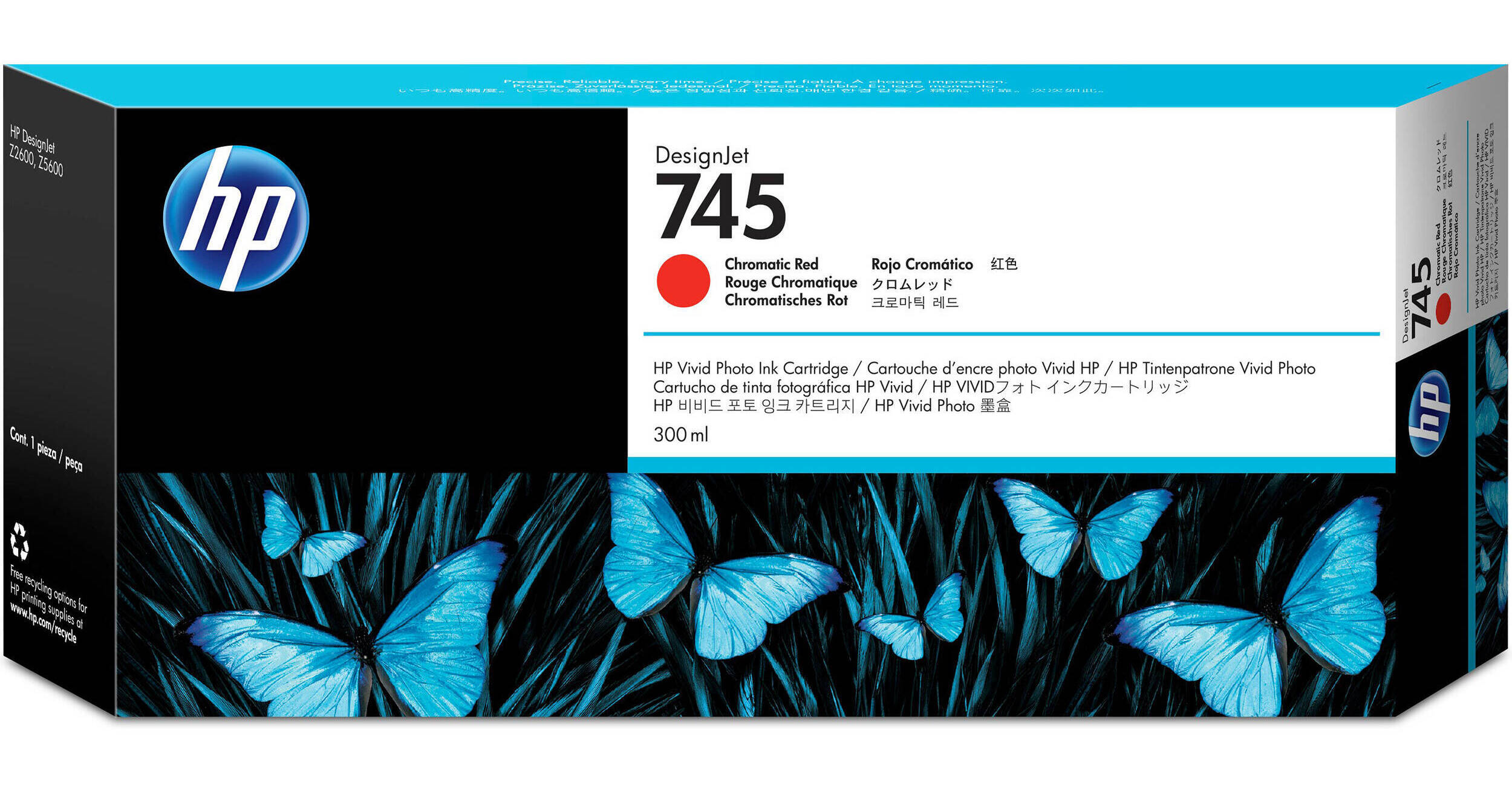 HP 745 DesignJet High-Capacity Chromatic Red Ink Cartridge