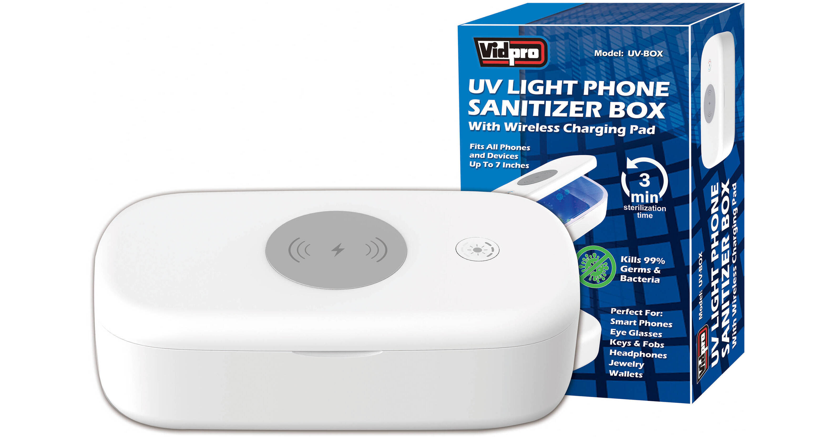 Vidpro UV-BOX UVC Sanitizer Box with Wireless Charging Pad
