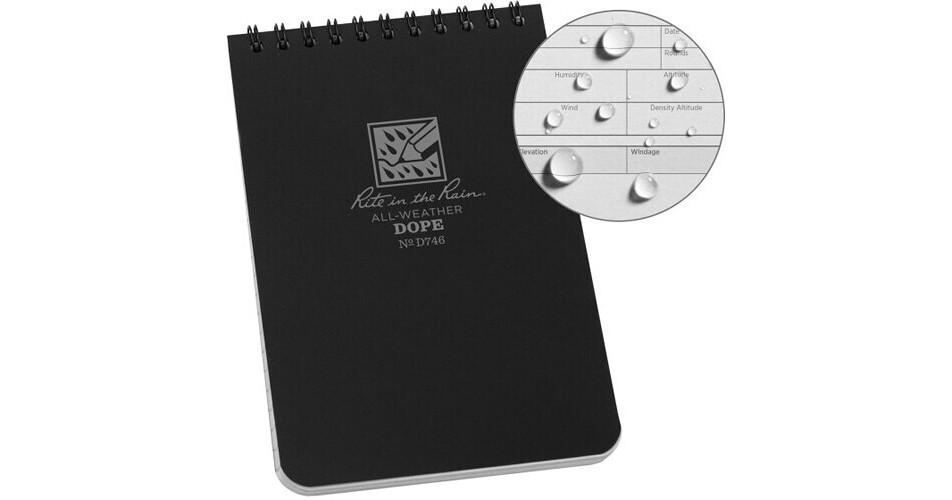Rite in the Rain DOPE Notebook (Black, 4 x 6") D746 B&H Photo