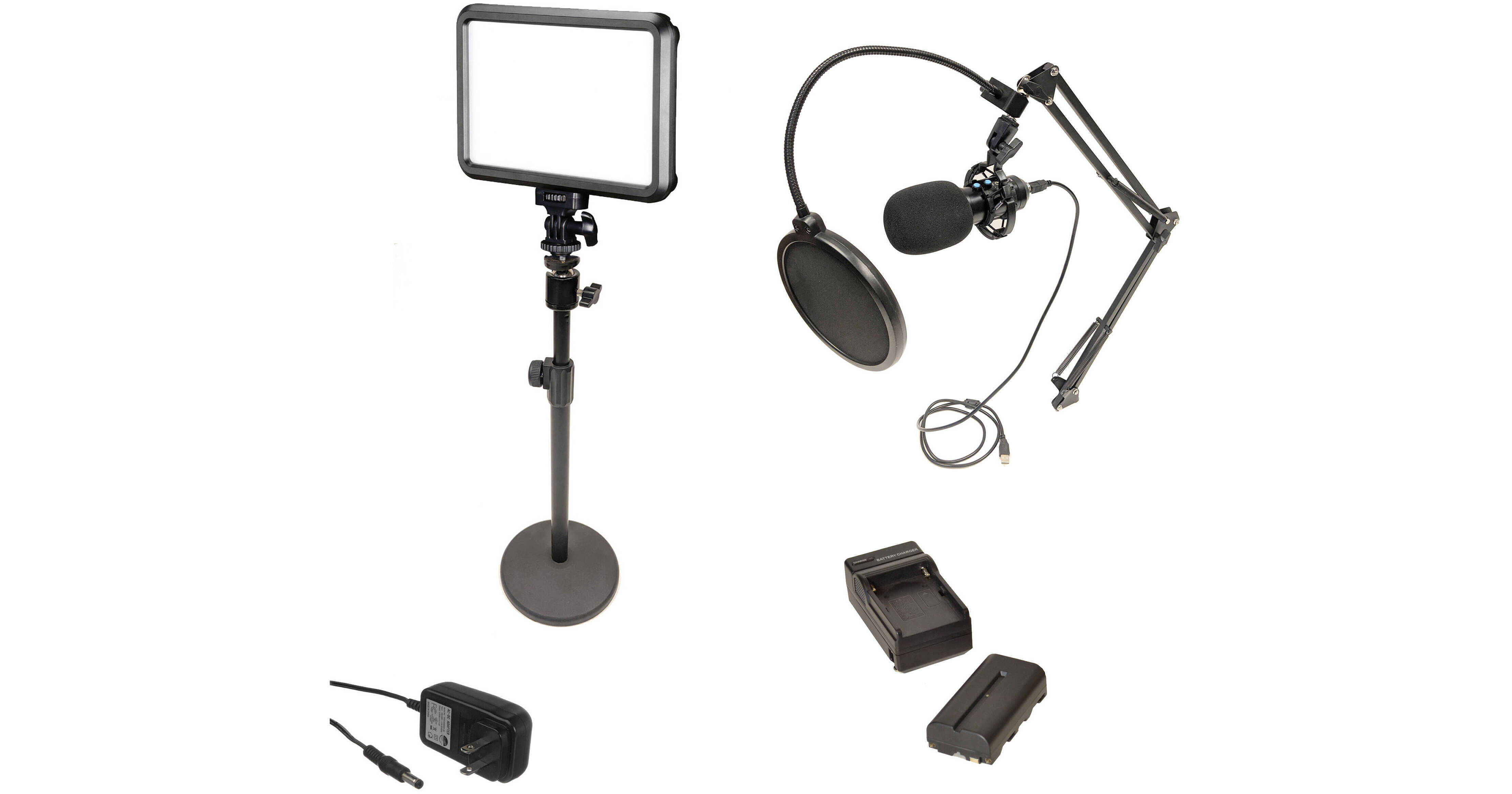 Bescor Specter Light Kit with Tabletop Stand, SPECTERSTREAM1BMIC