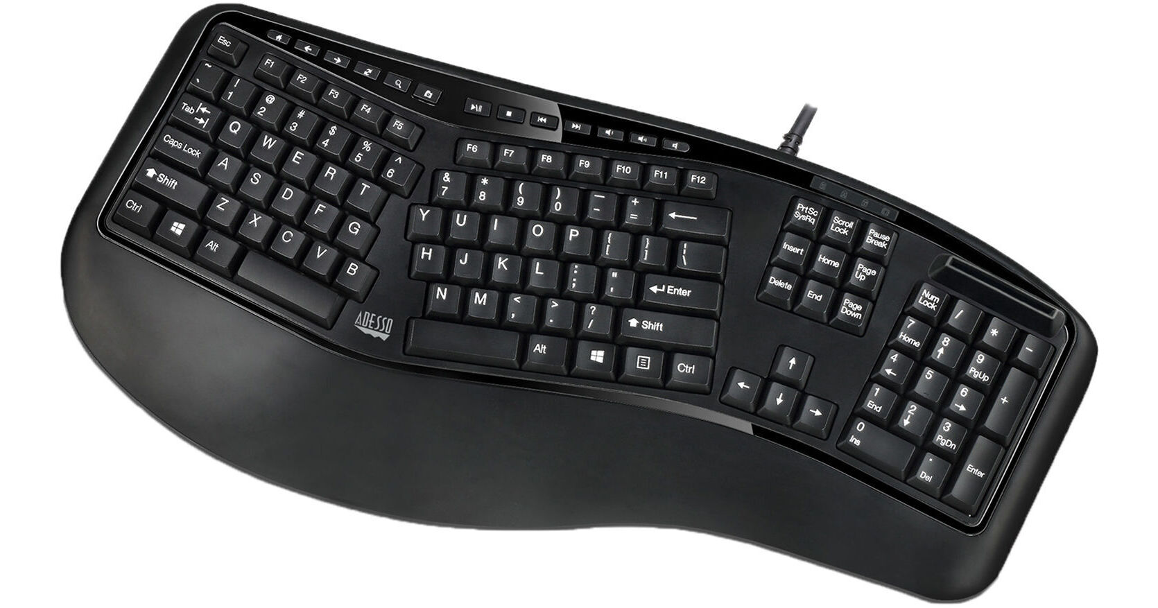 Adesso Desktop Ergonomic Keyboard with Smart Card AKB-150SB-TAA
