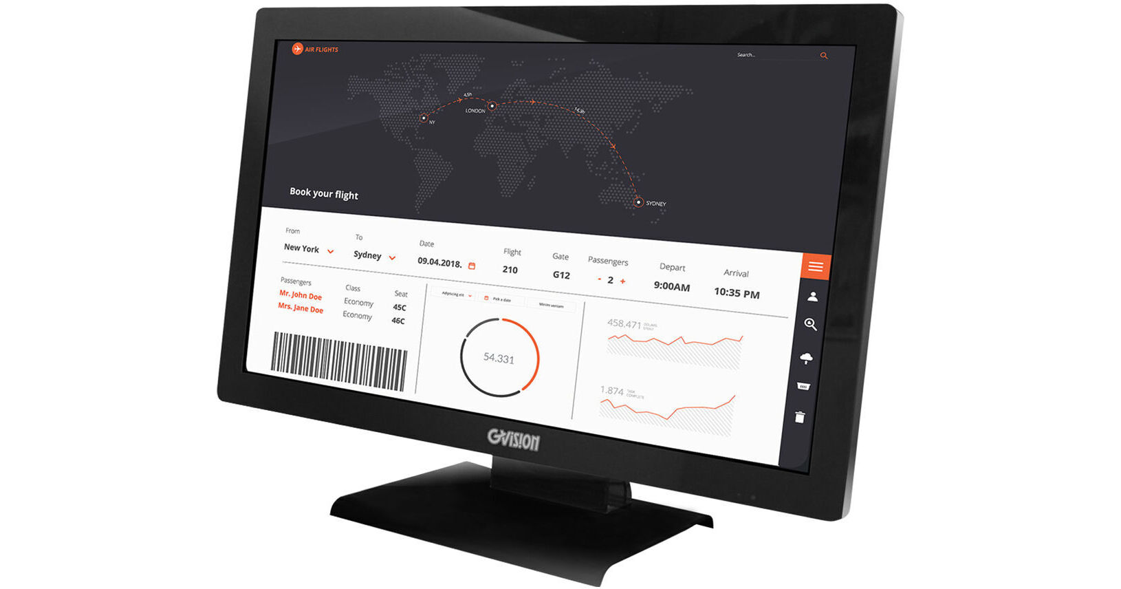 GVision USA 21.5" Full HD PCAP Touchscreen Monitor D22ZD-AV-45PT