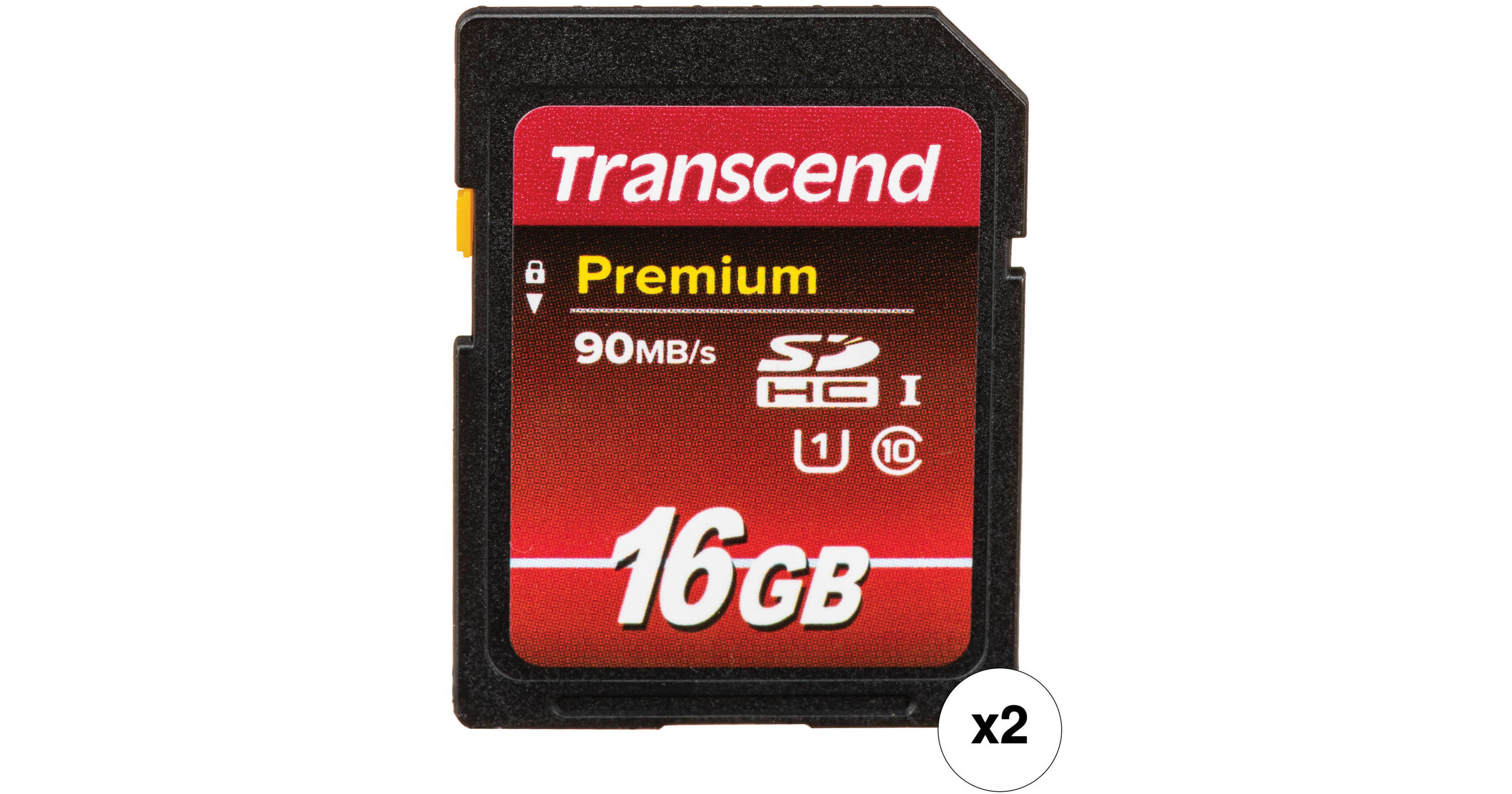 Transcend 16GB Premium UHS-I SDHC Memory Card (2-Pack) B&H