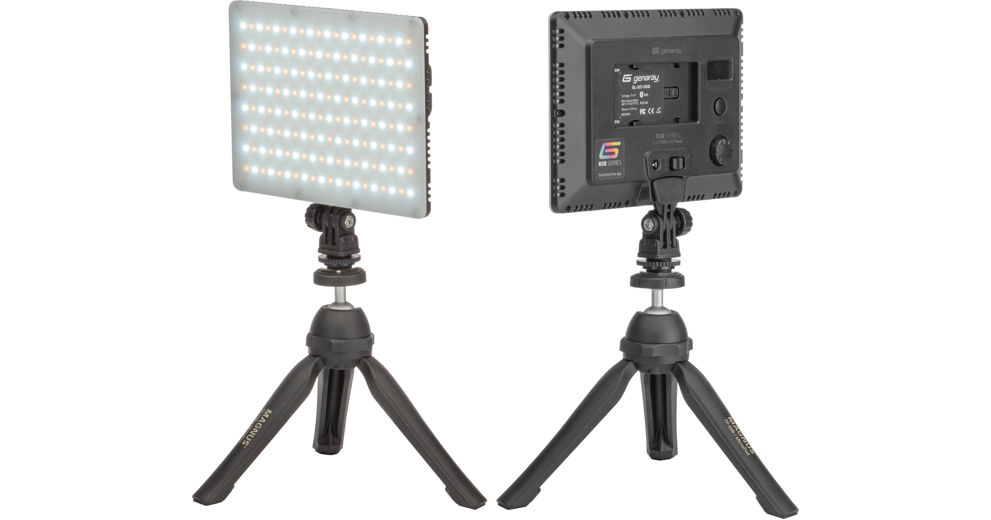 Genaray Bluetooth RGB Panel 2-Light Kit with MicroPod Tabletop