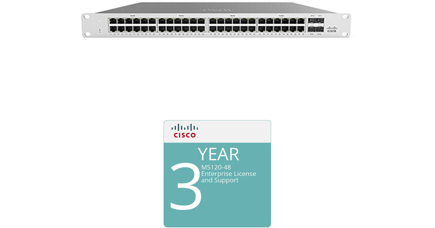 Cisco MS120-48FP Access Switch with 3-Year Enterprise License