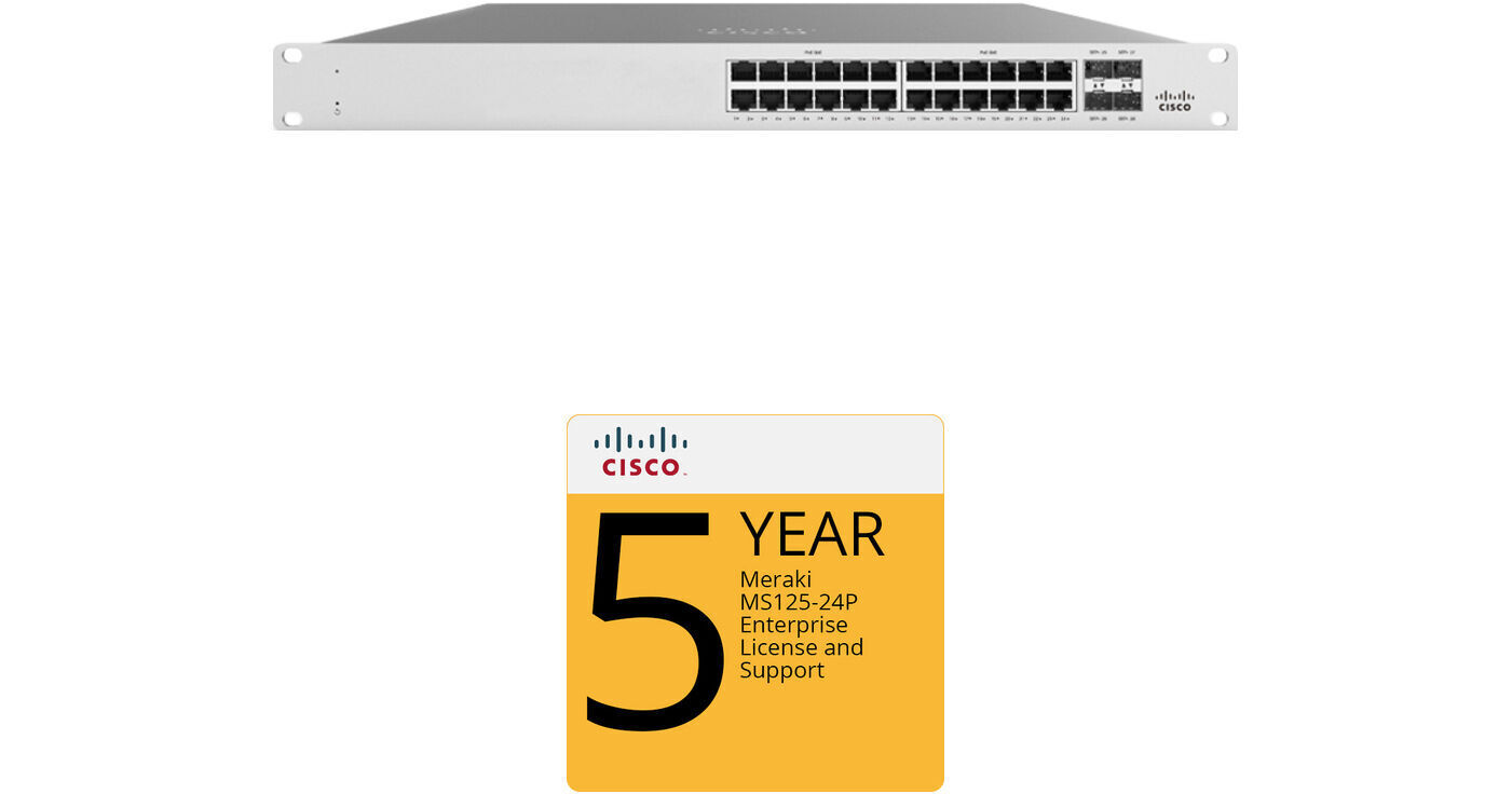 Cisco MS125-24P Access Switch with 5-Year Enterprise License and