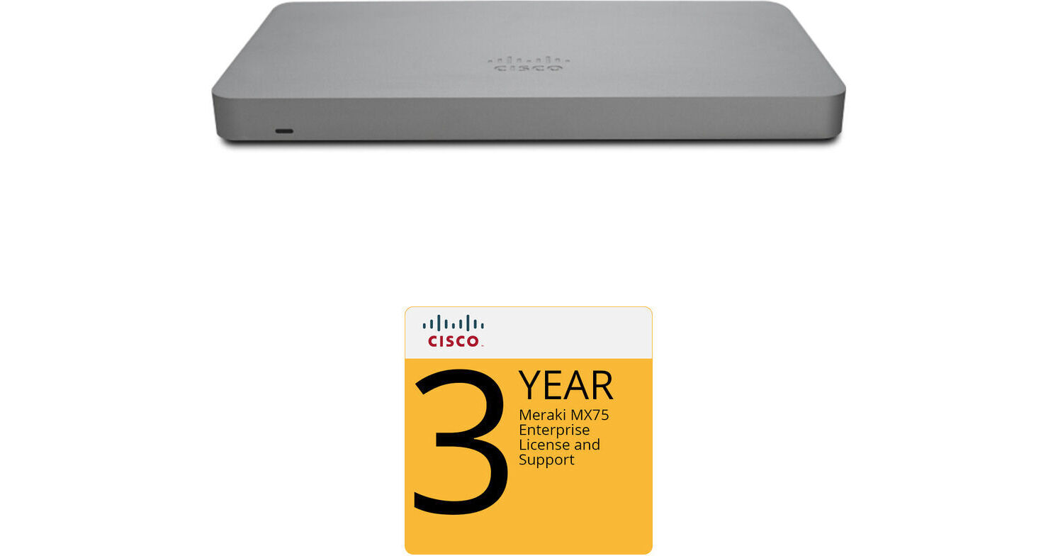 Cisco Meraki MX75 Router/Security Appliance with 3-Year