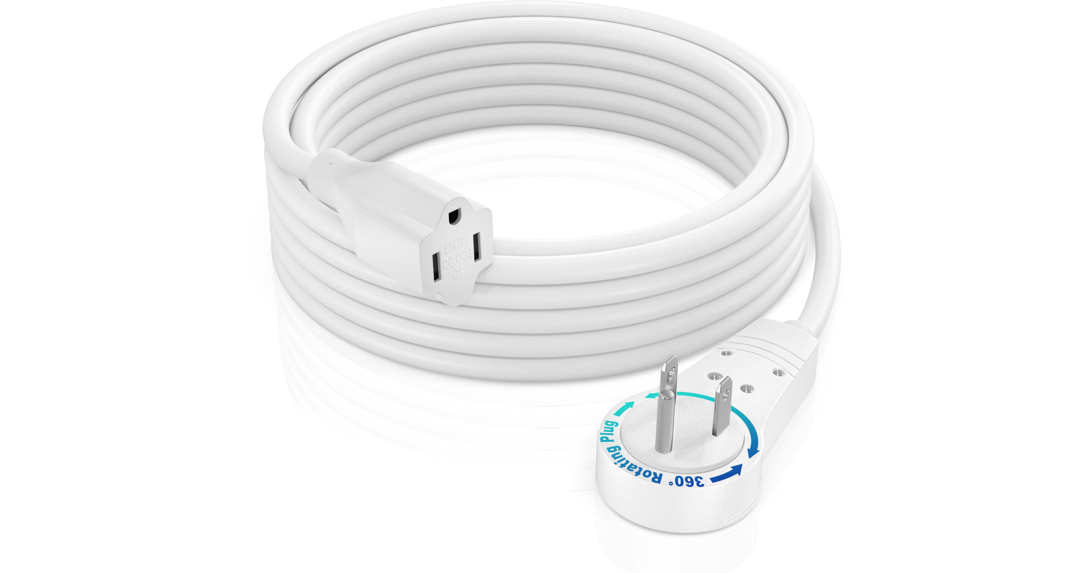 Maximm Cable 360° Rotating Flat Plug 16 AWG ADW-360-3110-W