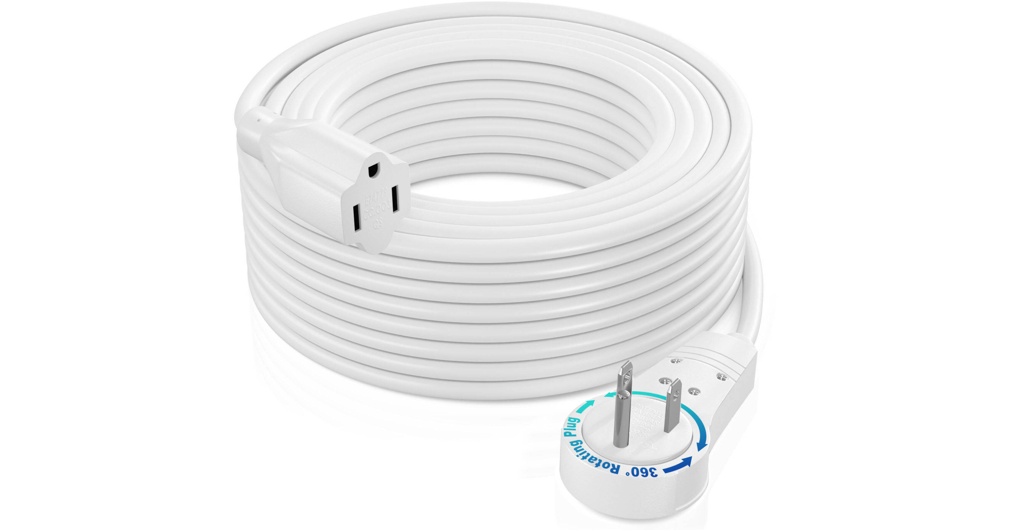 Maximm Cable 360° Rotating Flat Plug 16 AWG ADW-360-3150-W