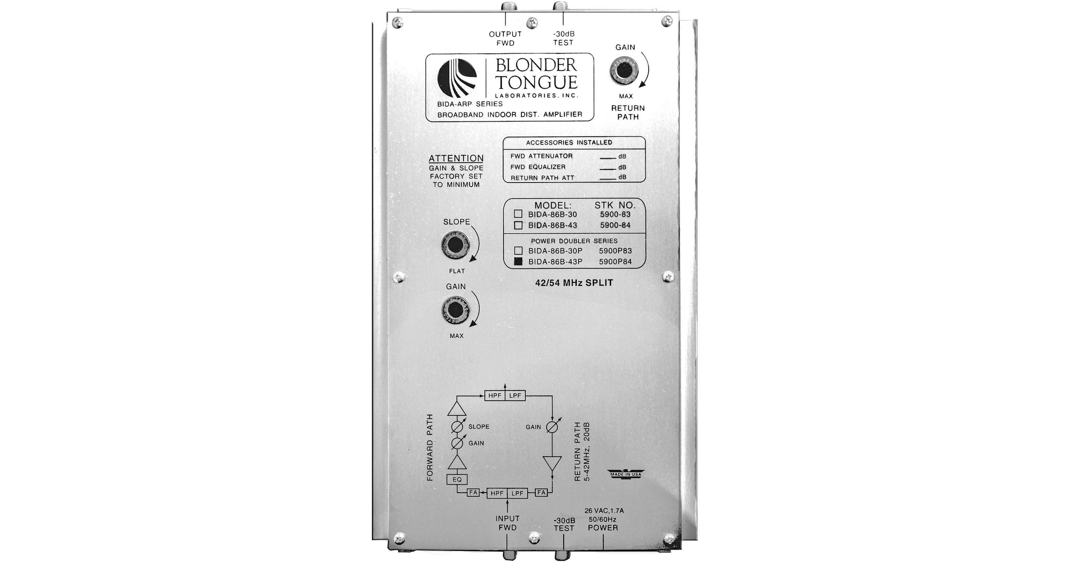 Blonder Tongue Broadband Indoor Distributi BIDA-86B-43P B&H