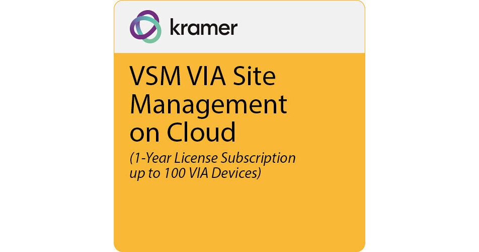 Kramer VSM VIA Site Management on Cloud VSM-CLOUD-1Y-PACKAGE-100