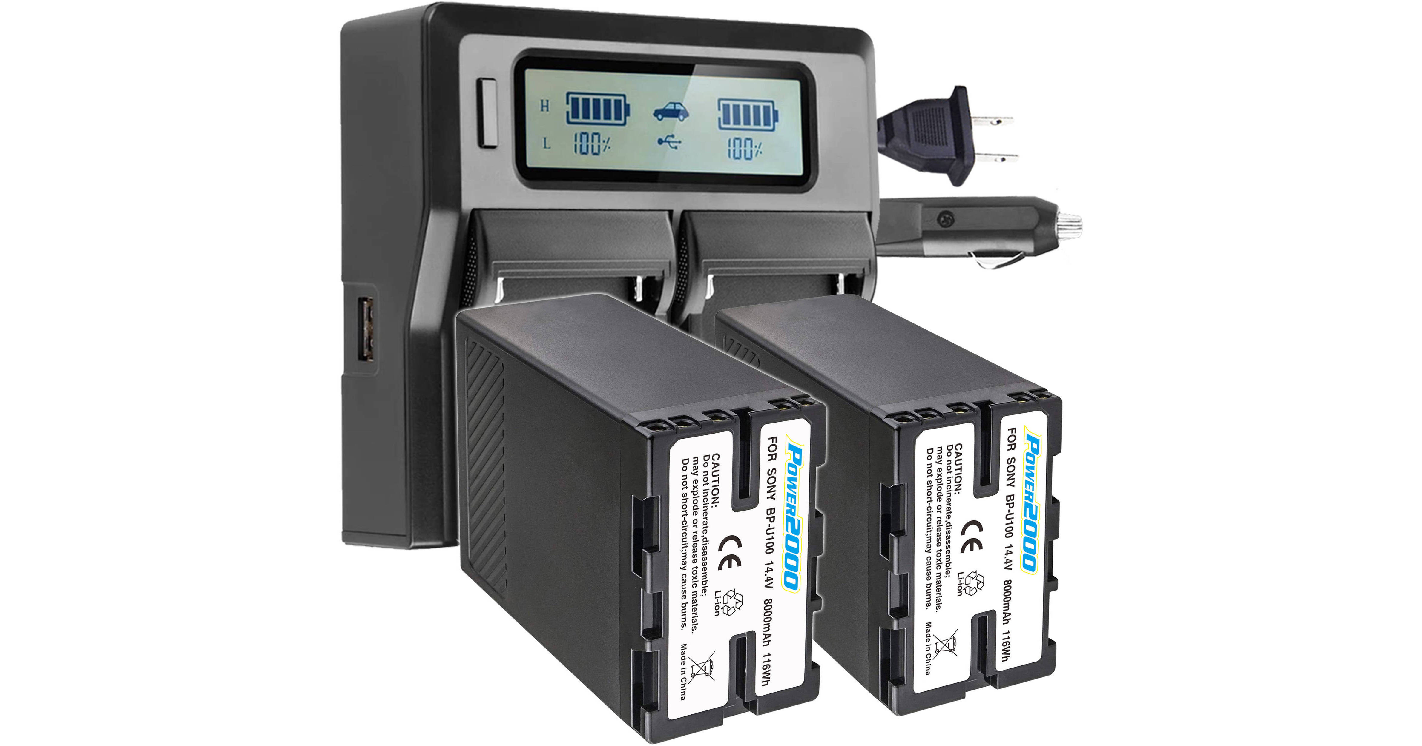 Power2000 ACD803 116Wh Batteries (2-Pack) and Dual-Bay