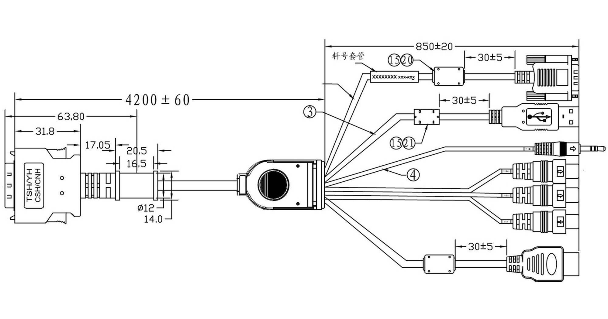 Xenarc 26-Pin TSH/CSH/CNH/GSH Series Monitor CABLE-IP-26P-TSH-5M