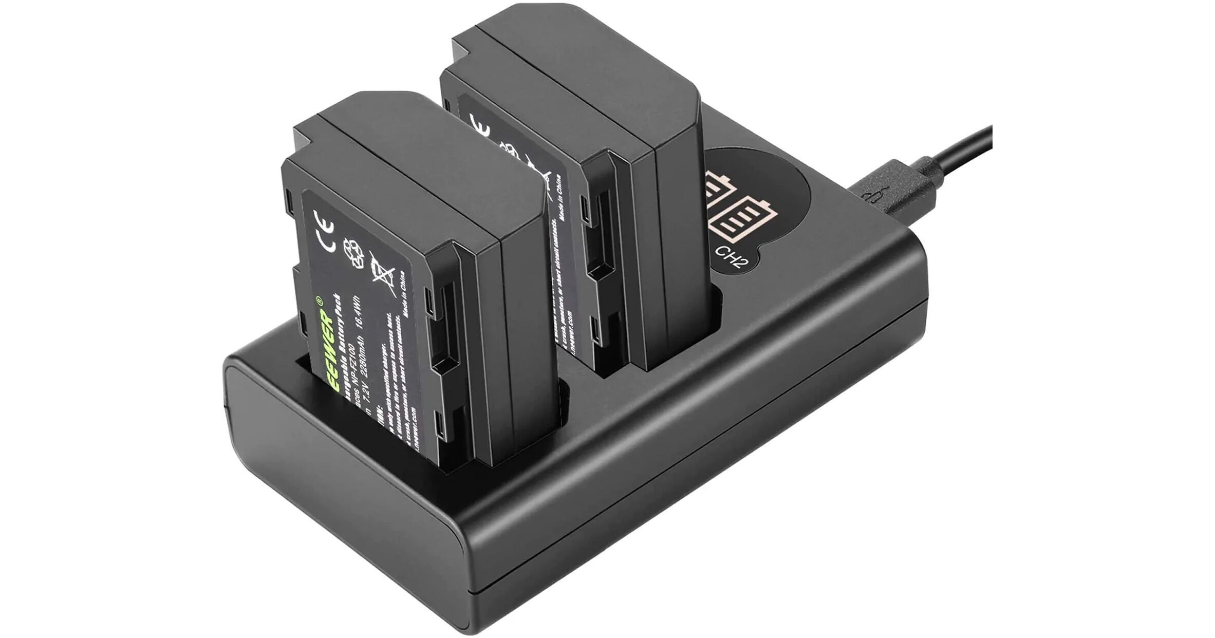 Neewer Dual USB Battery Charger with LED Display and 2 66600376
