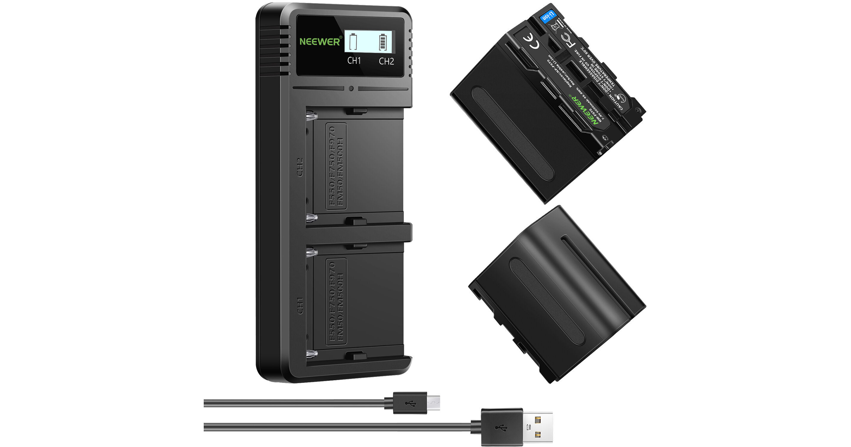 Neewer Dual L-Series NP-F970 6600mAh Battery Kit 66600465 B&H