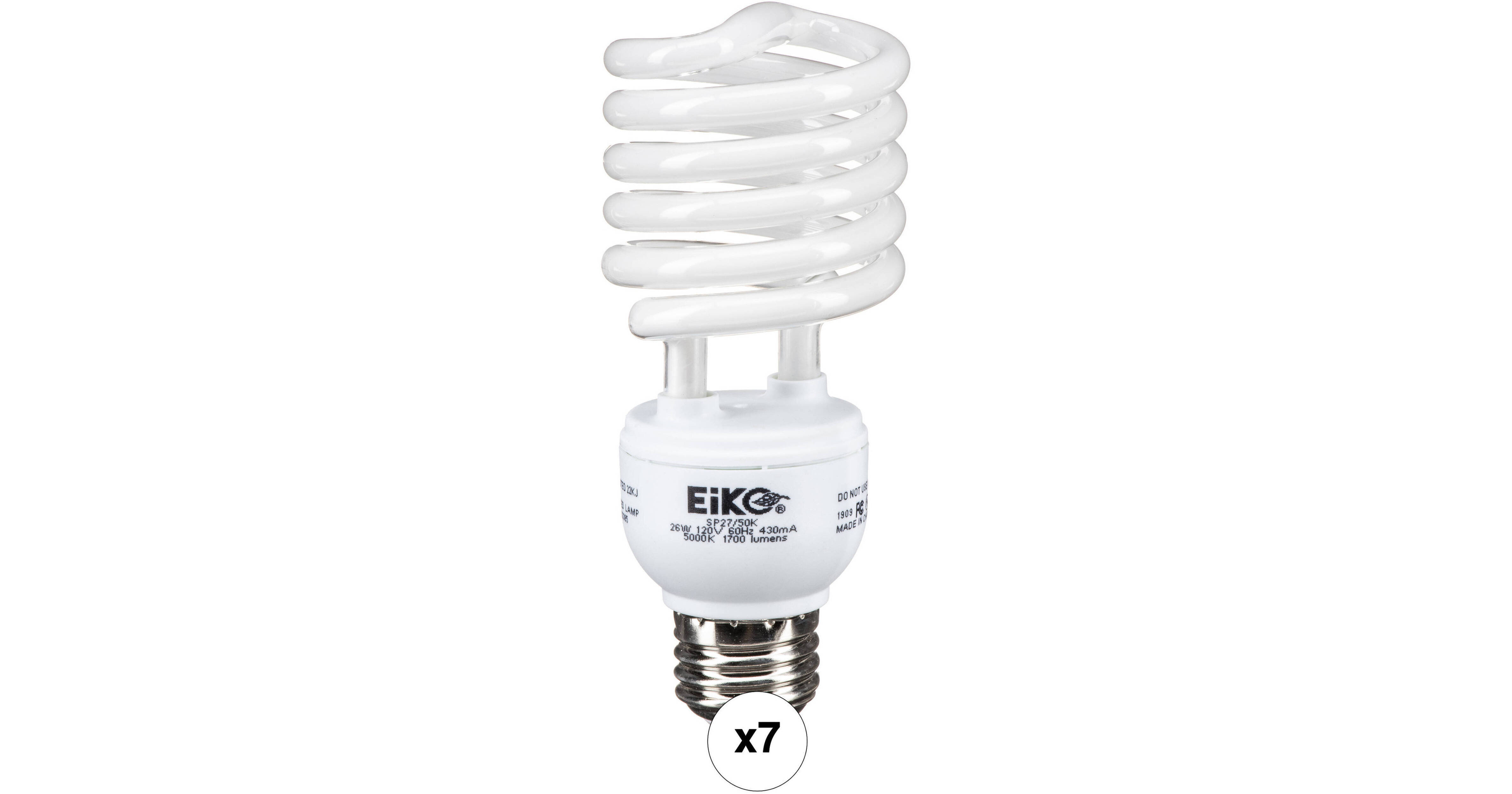 EiKO SP27/50K Spiral Fluorescent Lamp (26W/120V, 7-Pack) B&H